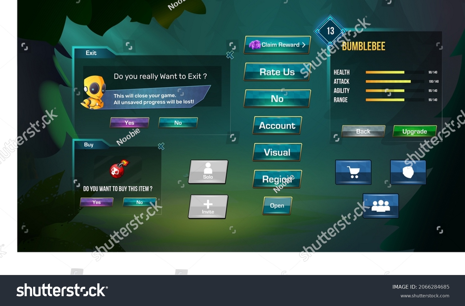 Stylize Game Ui Elements Menu Popups Stock Vector (Royalty Free) 2066284685