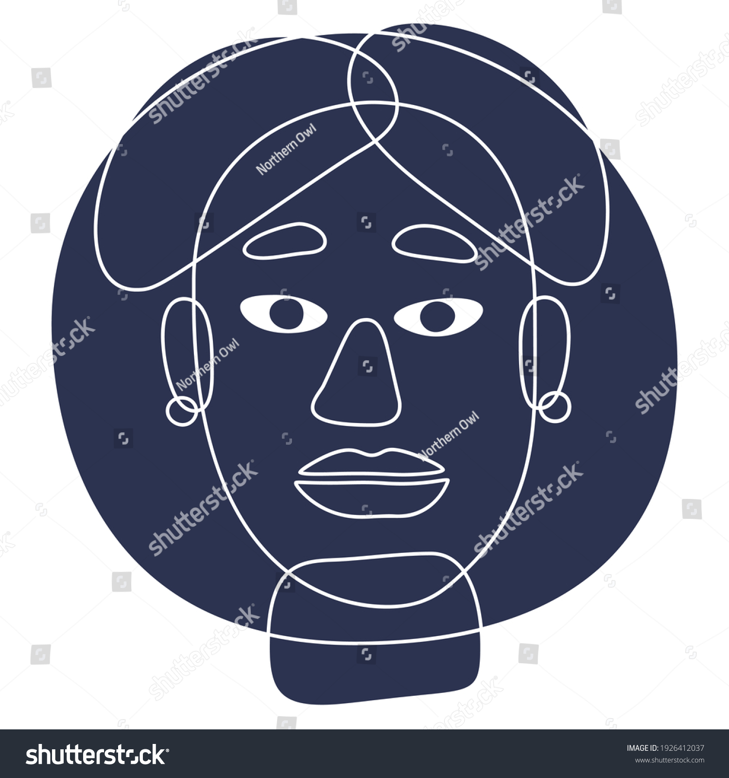Stylized Abstract Human Face Frontal View Stock Vector (Royalty Free ...