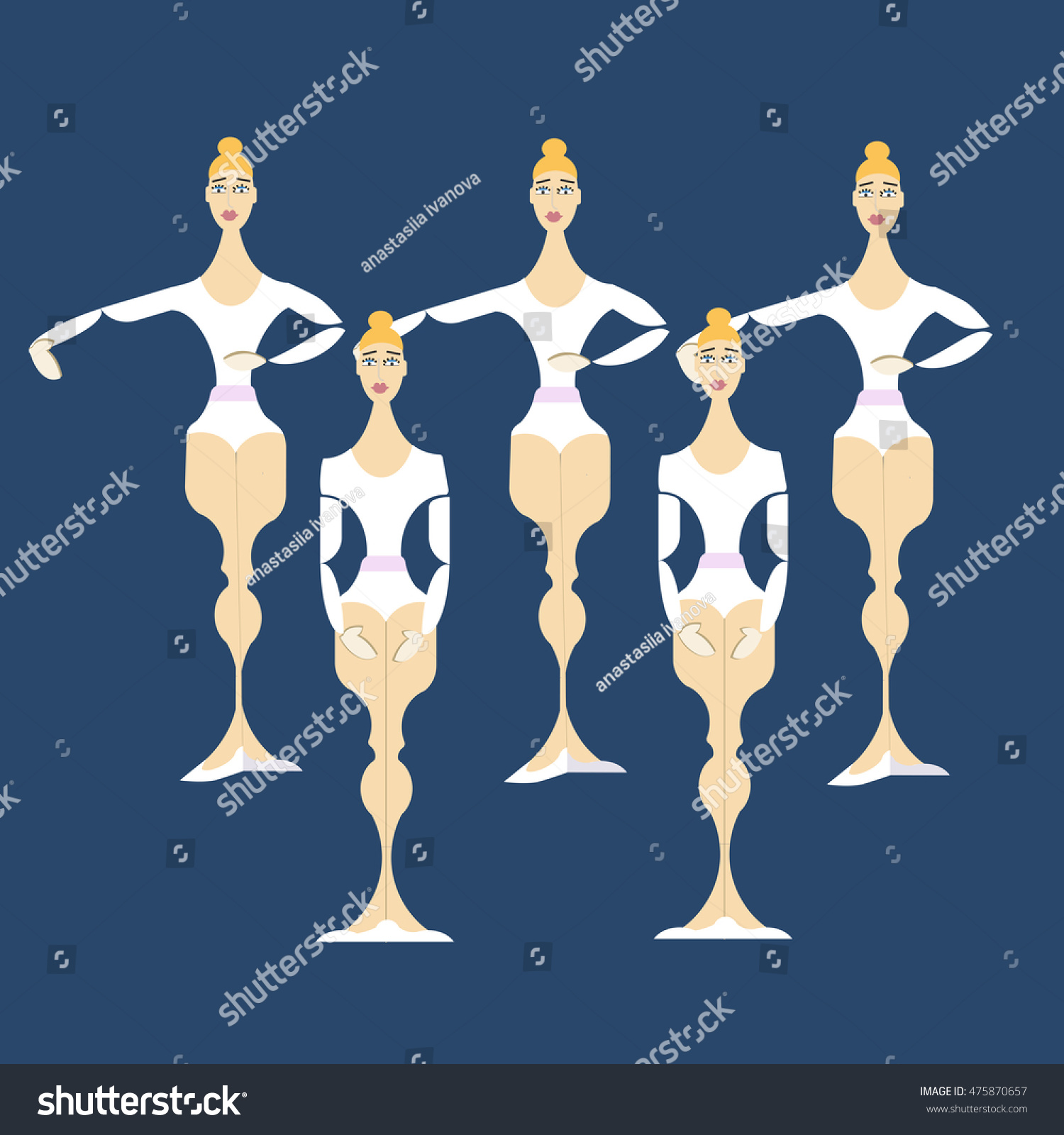 Stylized Ballet Dancer Characterdance Classgeometric Elementsclassical ...