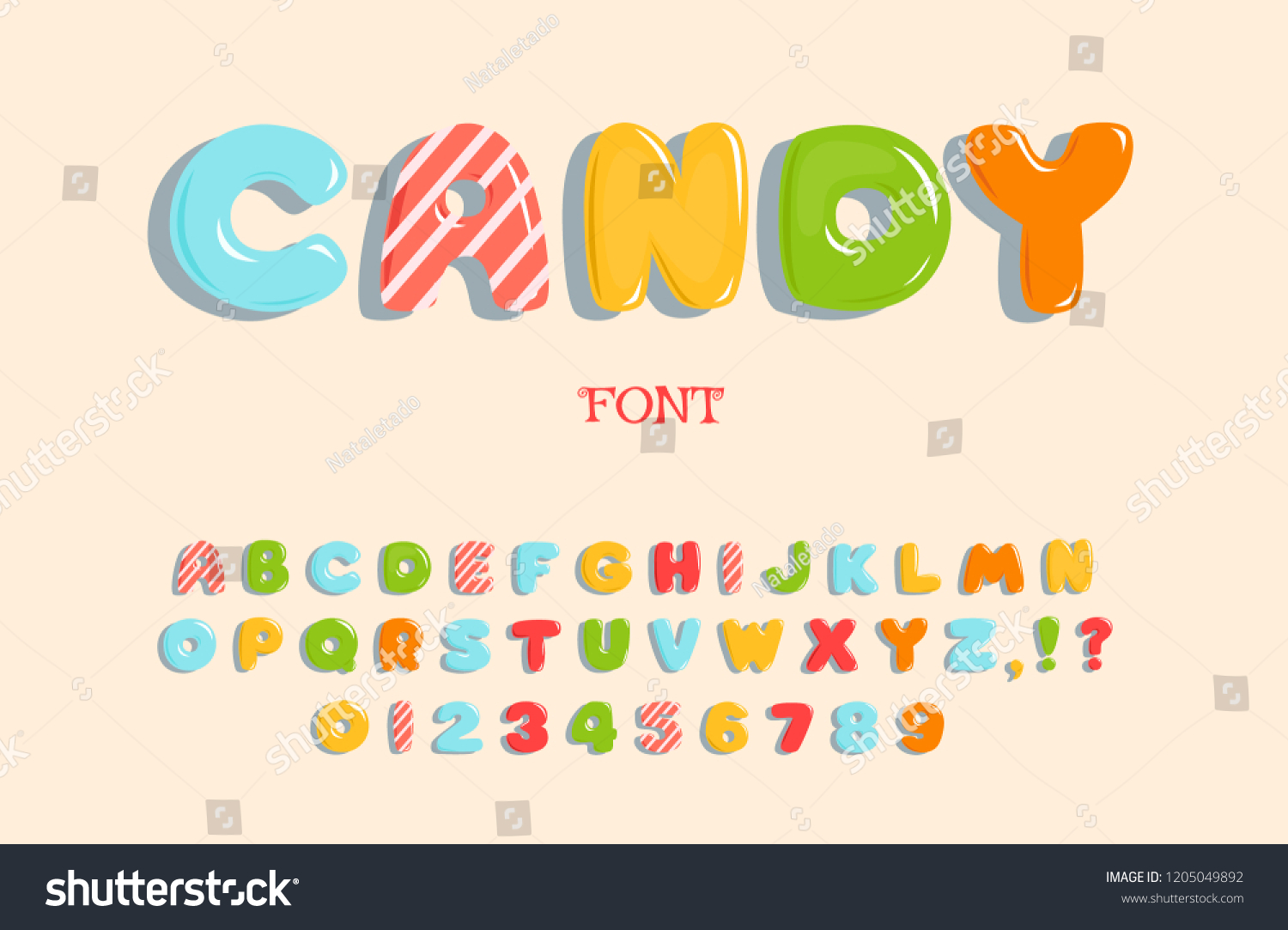 Stylized Candy Vector Font Vector Illustration Stock Vector (Royalty ...