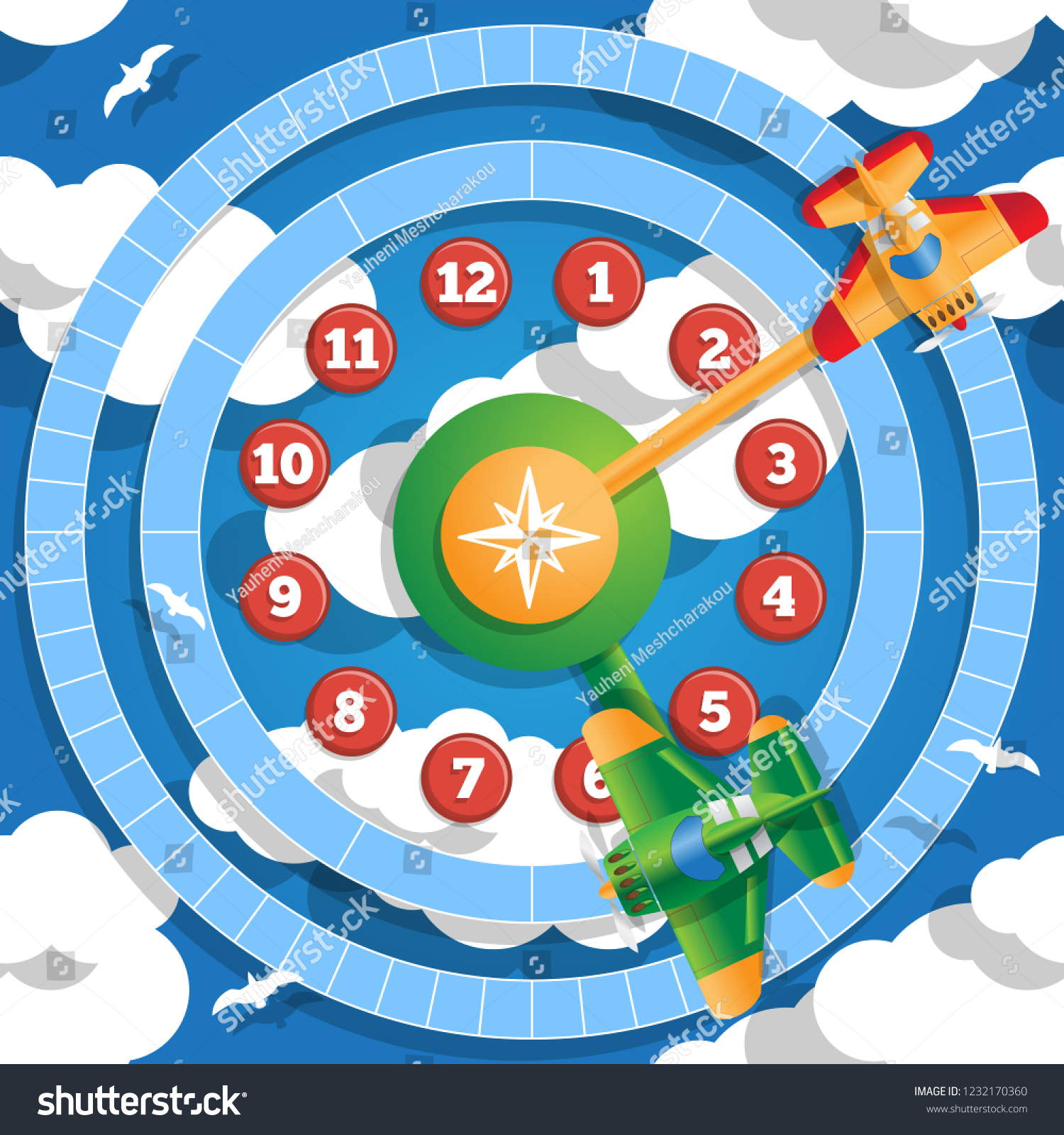 Stylized Clock On Aviation Theme Vector: vector de stock (libre de ...