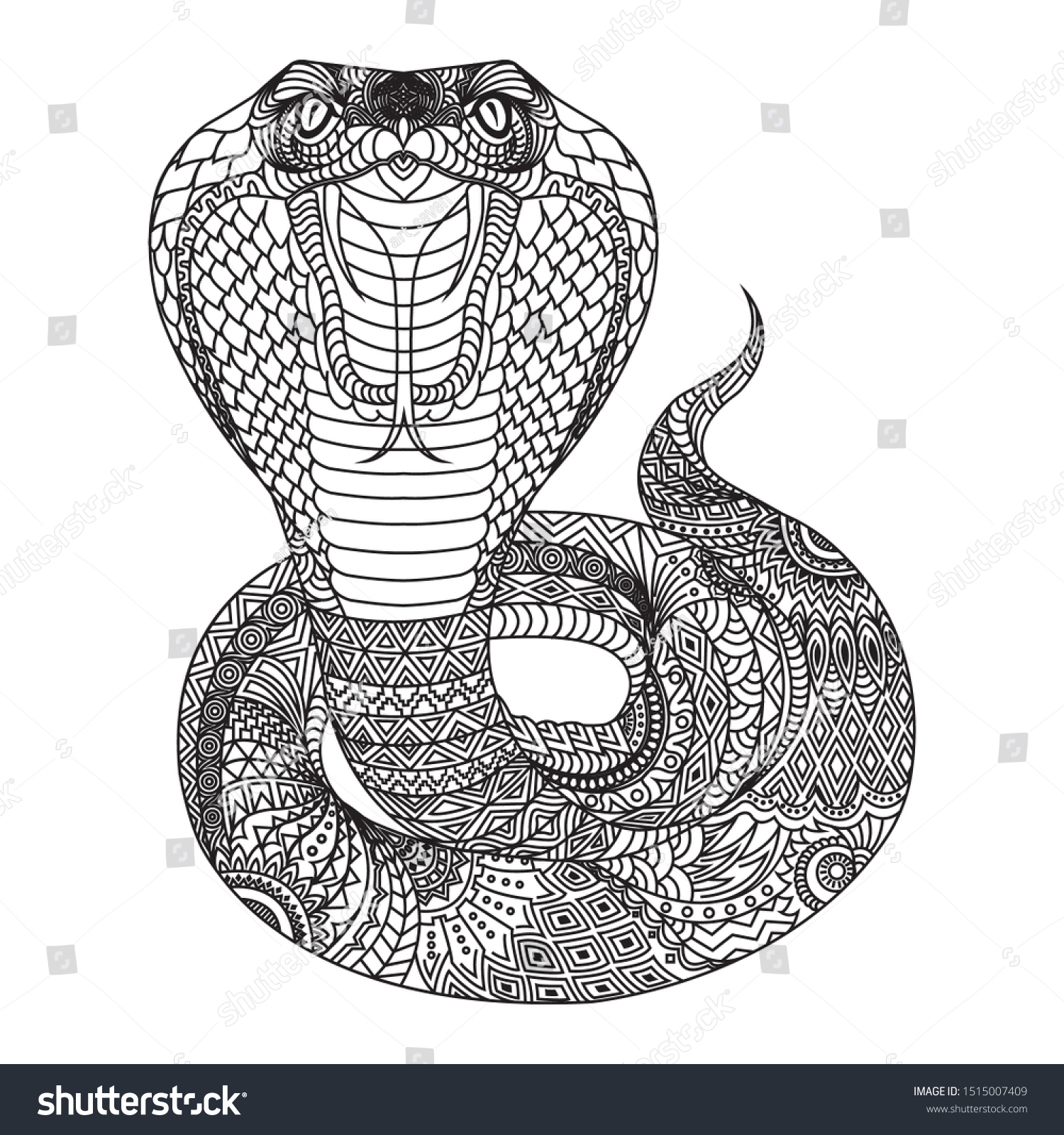 Stylized Cobra Zentangle Background Vector: เวกเตอร์สต็อก (ปลอดค่า ...