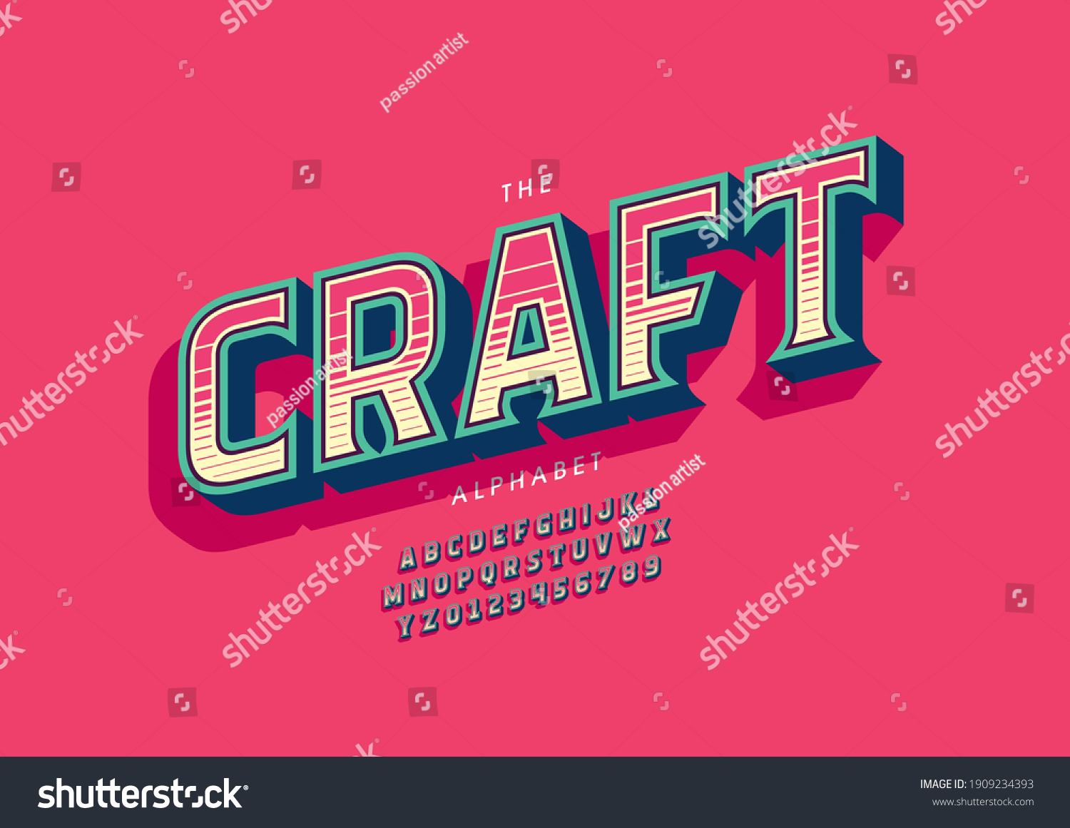 Stylized Craft Alphabet Font Vector Stock Vector (Royalty Free) 1909234393