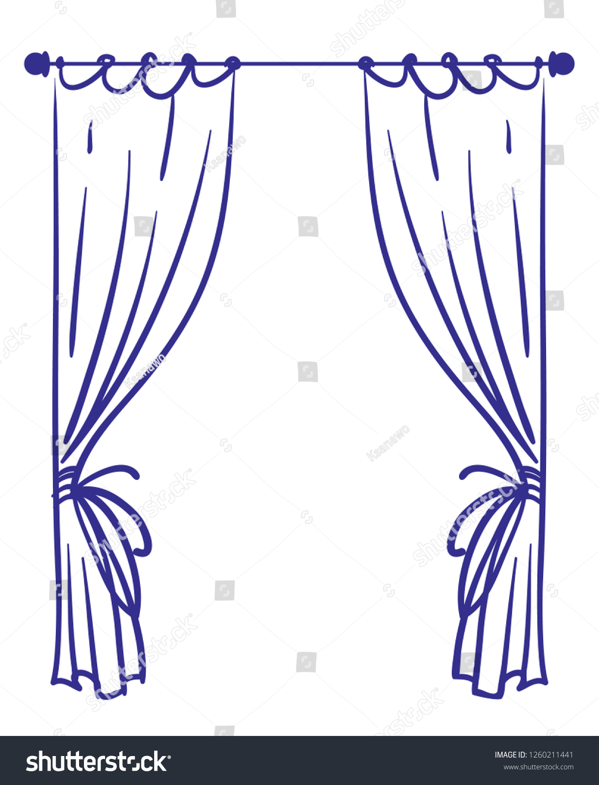 Stylized Curtains Sketch Design Element Vector Stock Vector (Royalty ...