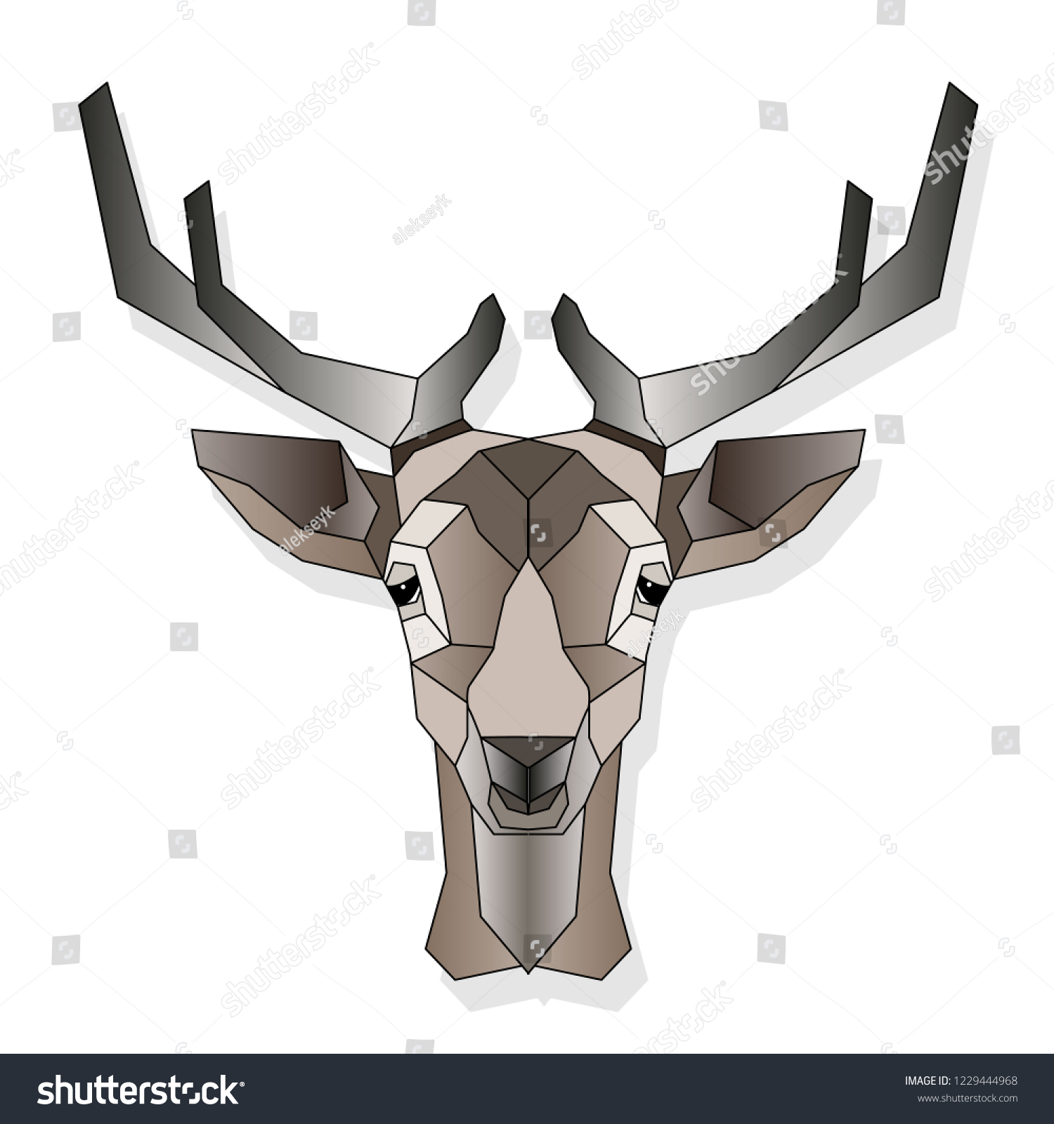 Stylized Deer Head Vector Illustration Isolated: เวกเตอร์สต็อก (ปลอดค่า ...