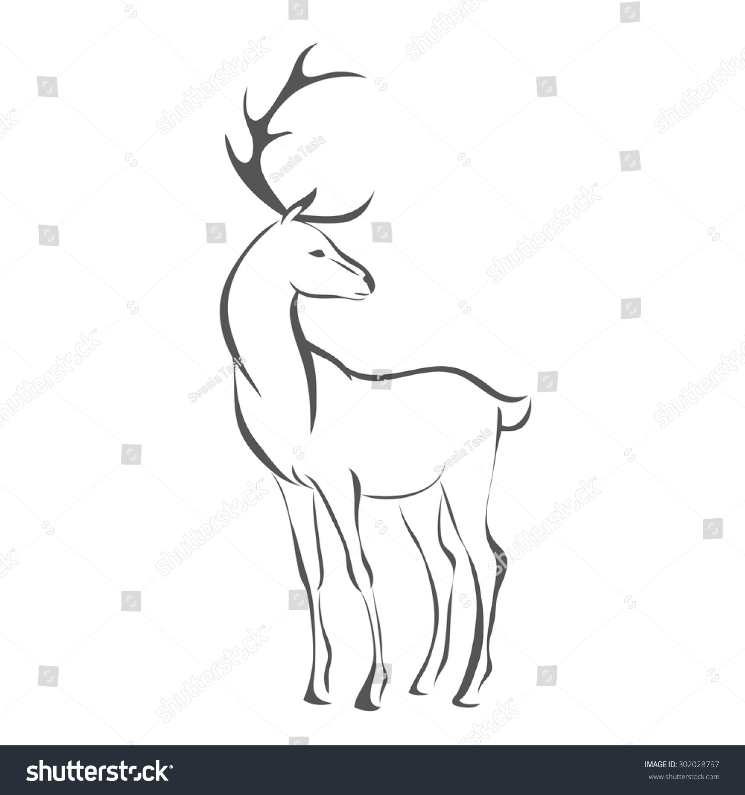 Stylized Deer Isolated On White Background Stock Vector (Royalty Free ...