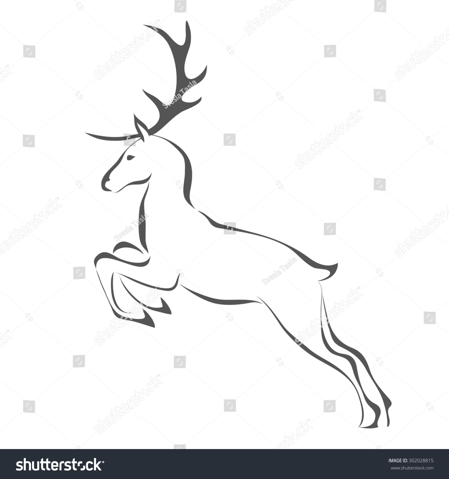 Stylized Deer Isolated On White Background Stock Vector (Royalty Free ...