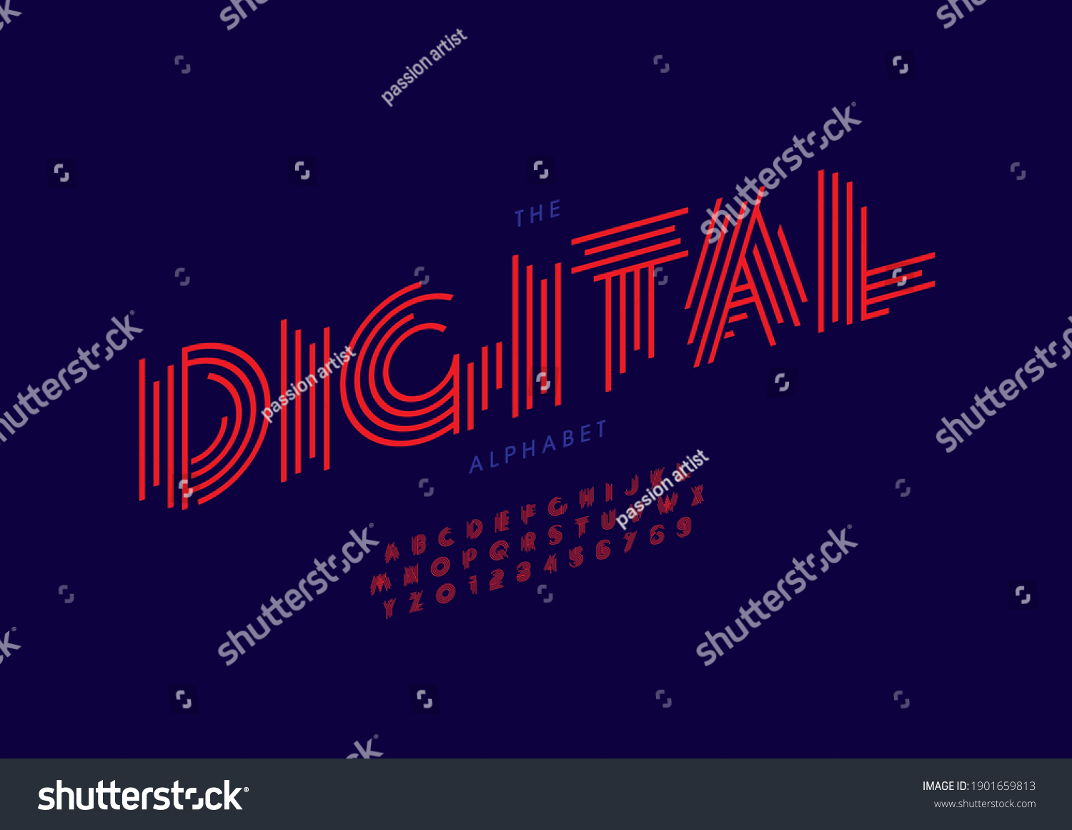 Stylized Digital Alphabet Font Vector Stock Vector (Royalty Free ...