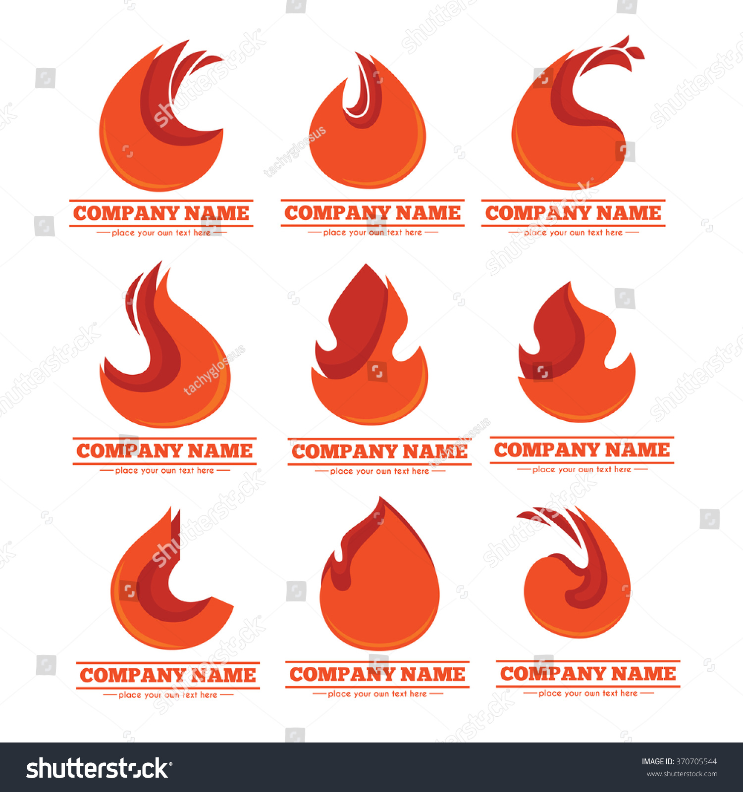 Stylized Fire Flame Emblems Your Logo Stock Vector (Royalty Free ...