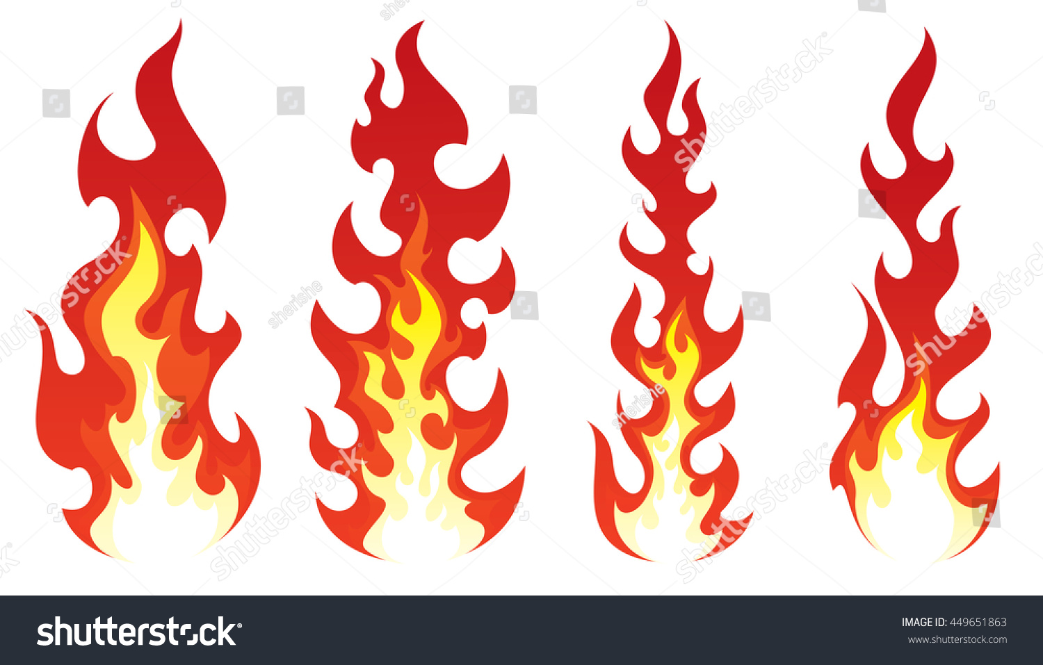 Stylized Fire On White Background Stock Vector (Royalty Free) 449651863 ...