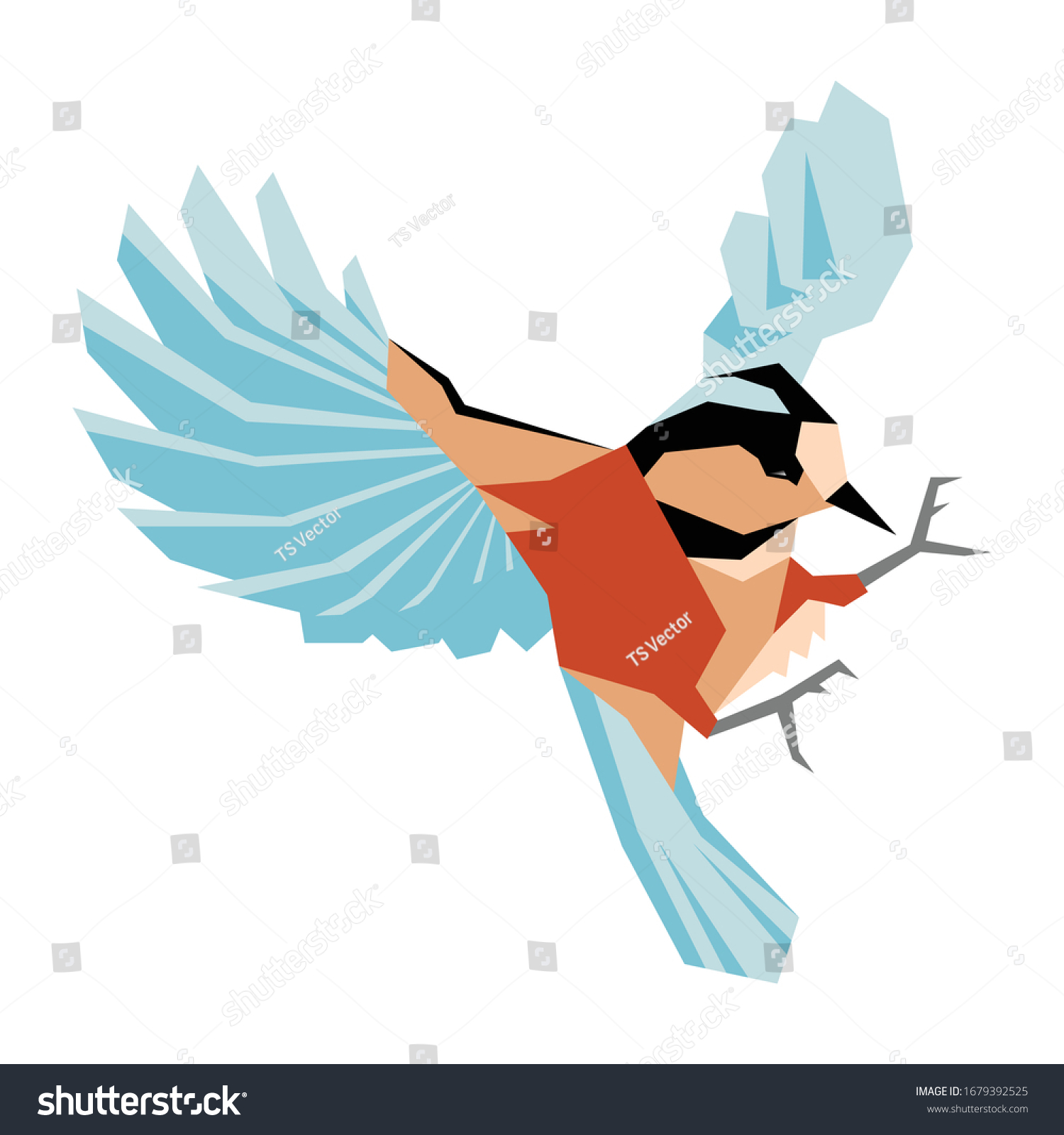 Stylized Flying Bird Vector On Plain Stock Vector (Royalty Free ...