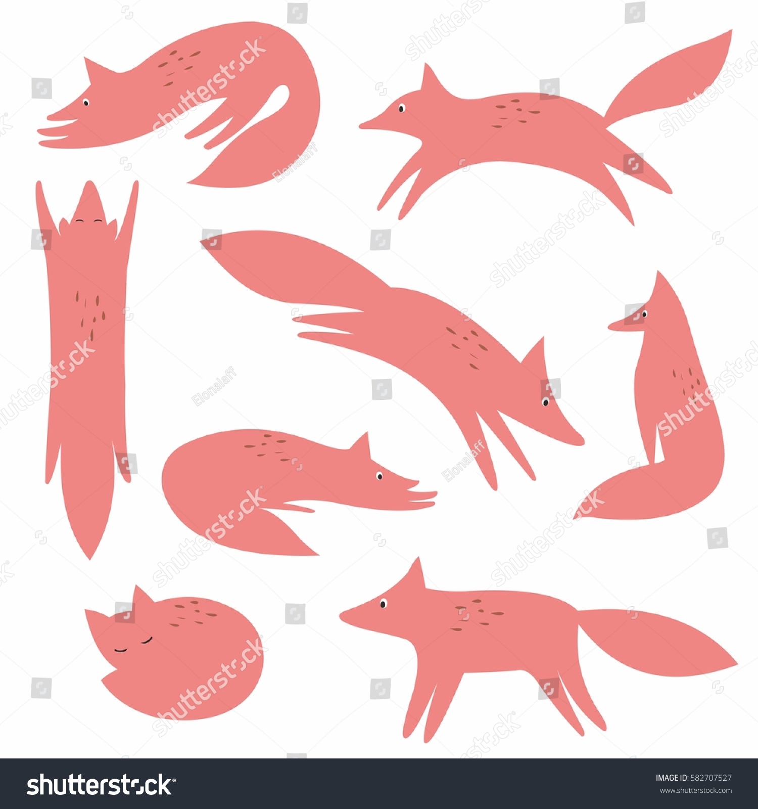 Stylized Fox Vector Collection Your Design Stock Vector (Royalty Free ...