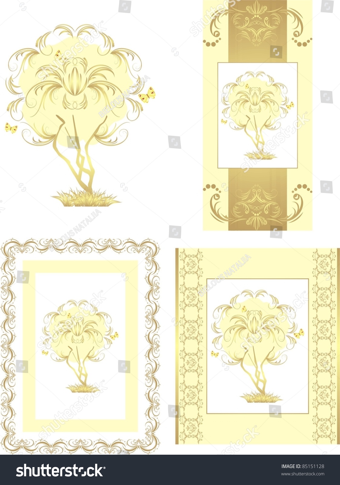 Stylized Golden Tree Design Vector Stock Vector (Royalty Free) 85151128 ...