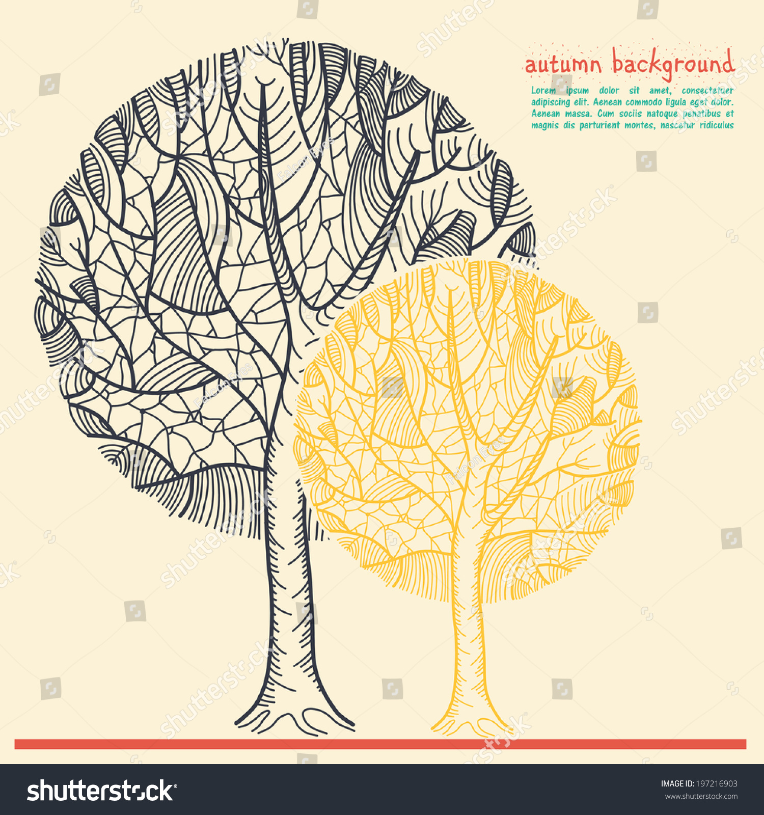 Stylized Graphical Tree Freehand Drawing Stock Vector (Royalty Free ...