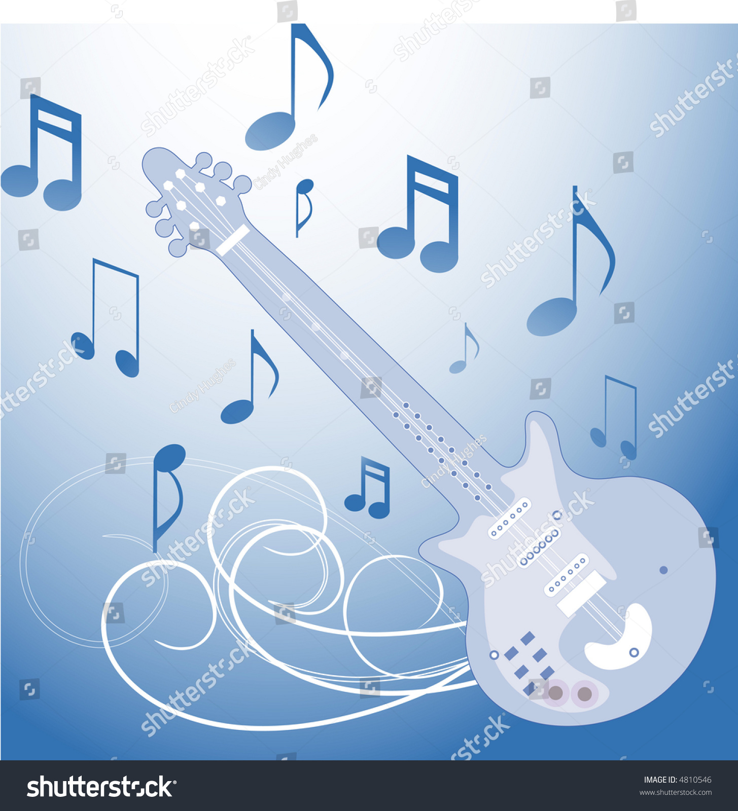 Stylized Guitar Musical Notes Vector Stock Vector (Royalty Free) 4810546