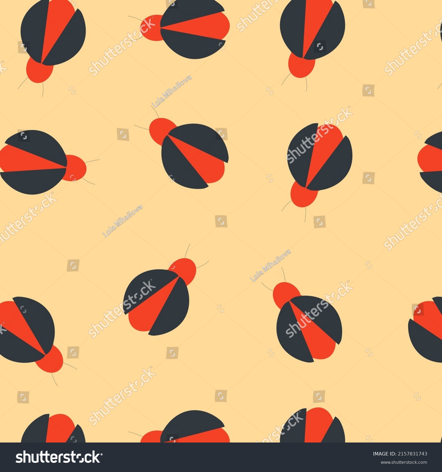 Stylized Insects Pattern Ladybugs On Pattern Stock Vector (Royalty Free ...