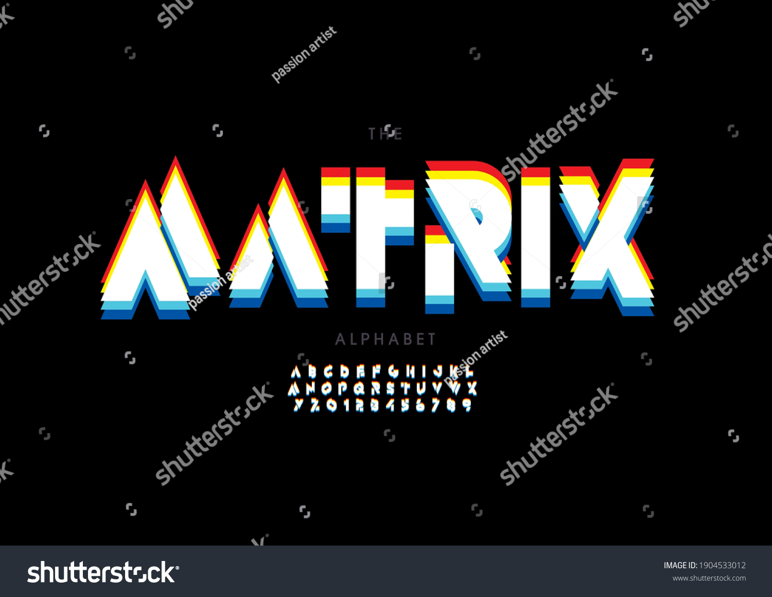 Stylized Matrix Alphabet Font Vector Stock Vector (Royalty Free) 1904533012