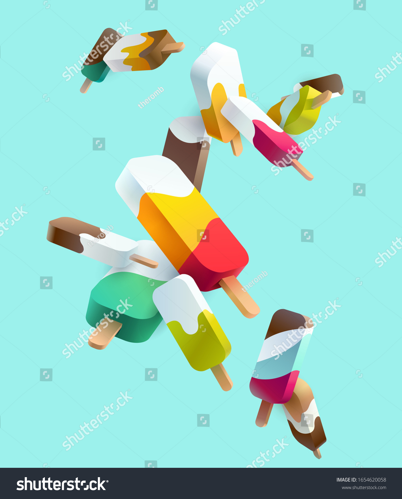 Stylized Multicolored Ice Cream 3d Vector Stock Vector (Royalty Free ...