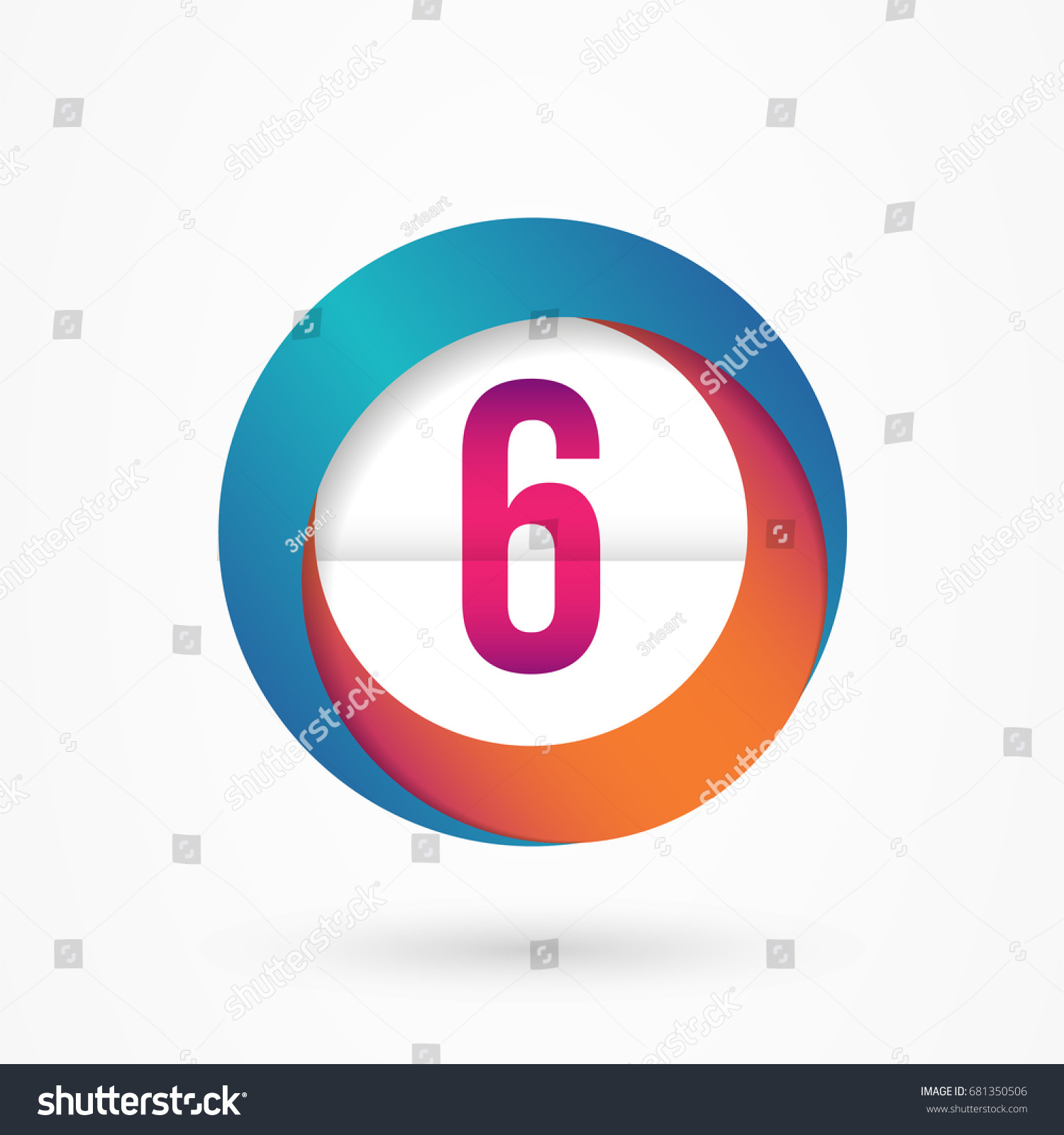 Stylized Number 6 Design Template Stock Vector (Royalty Free) 681350506