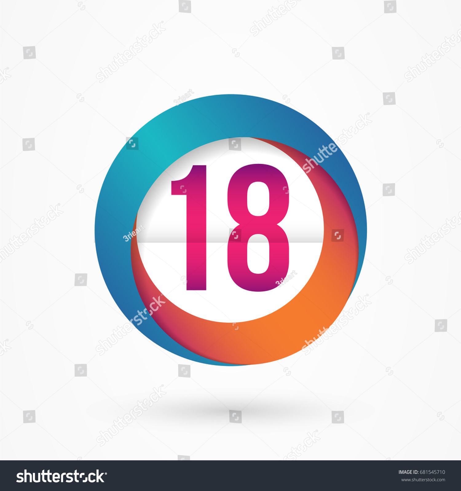 Stylized Number 18 Design Template Stock Vector (Royalty Free) 681545710