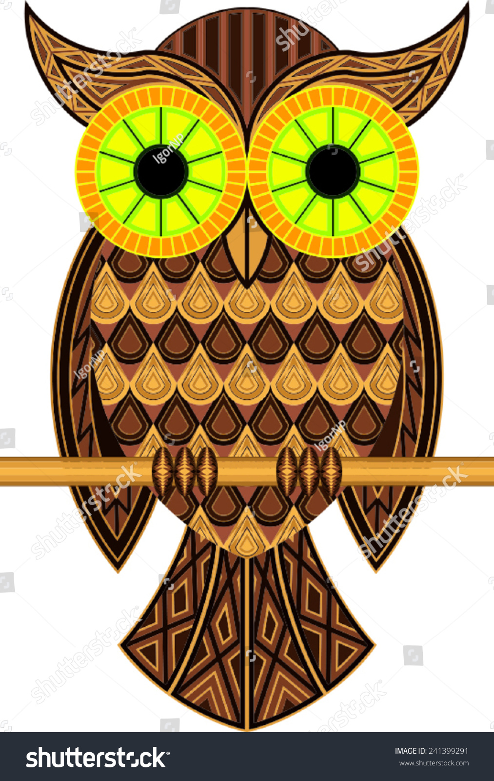Stylized Owl On White Background Stock Vector (Royalty Free) 241399291