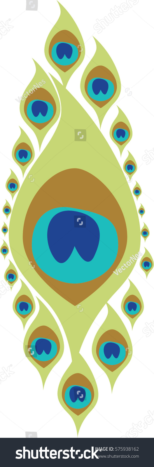 Stylized Peacock Feathers Vector Feather Design: เวกเตอร์สต็อก (ปลอดค่า ...