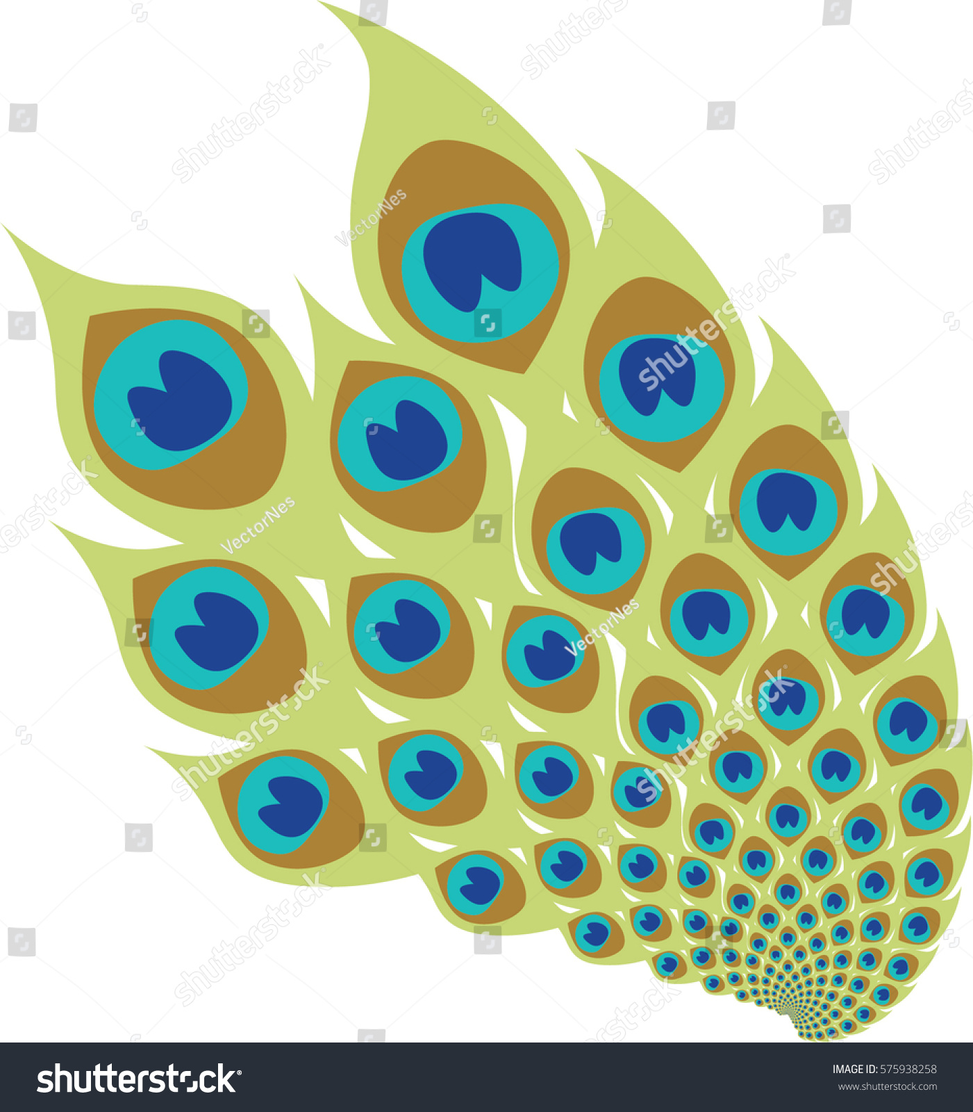Stylized Peacock Feathers Vector Feather Design: vector de stock (libre ...