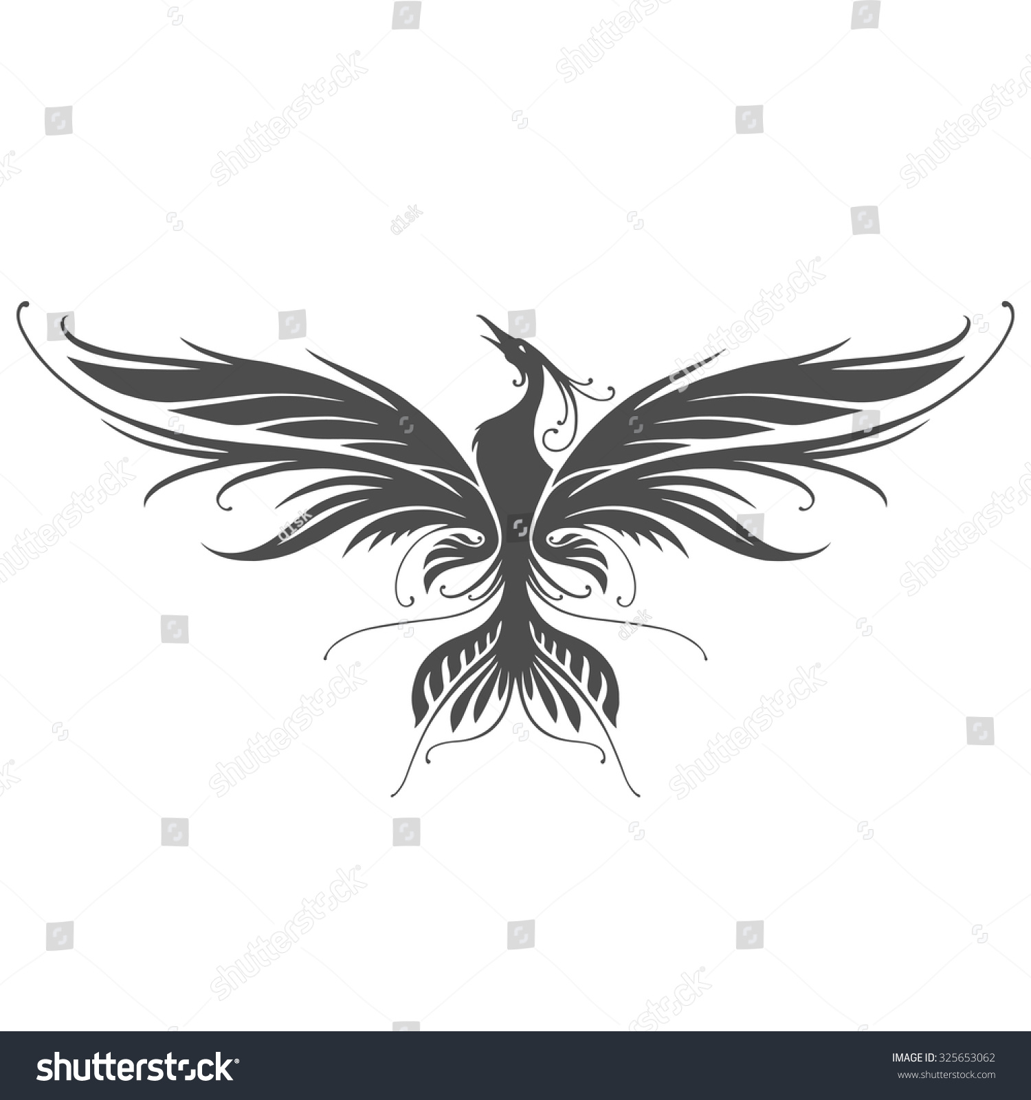 Stylized Phoenix Silhouette Stock Vector (Royalty Free) 325653062