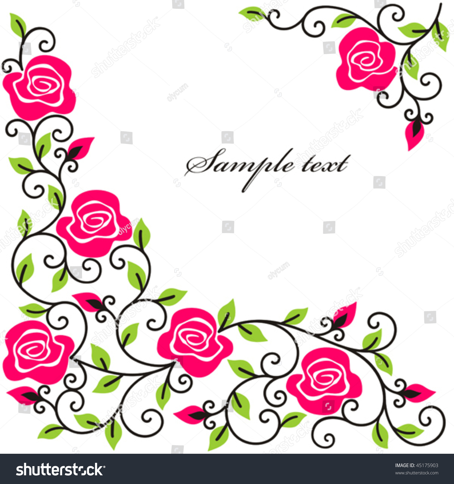 Stylized Roses On White Background Stock Vector (Royalty Free) 45175903 ...