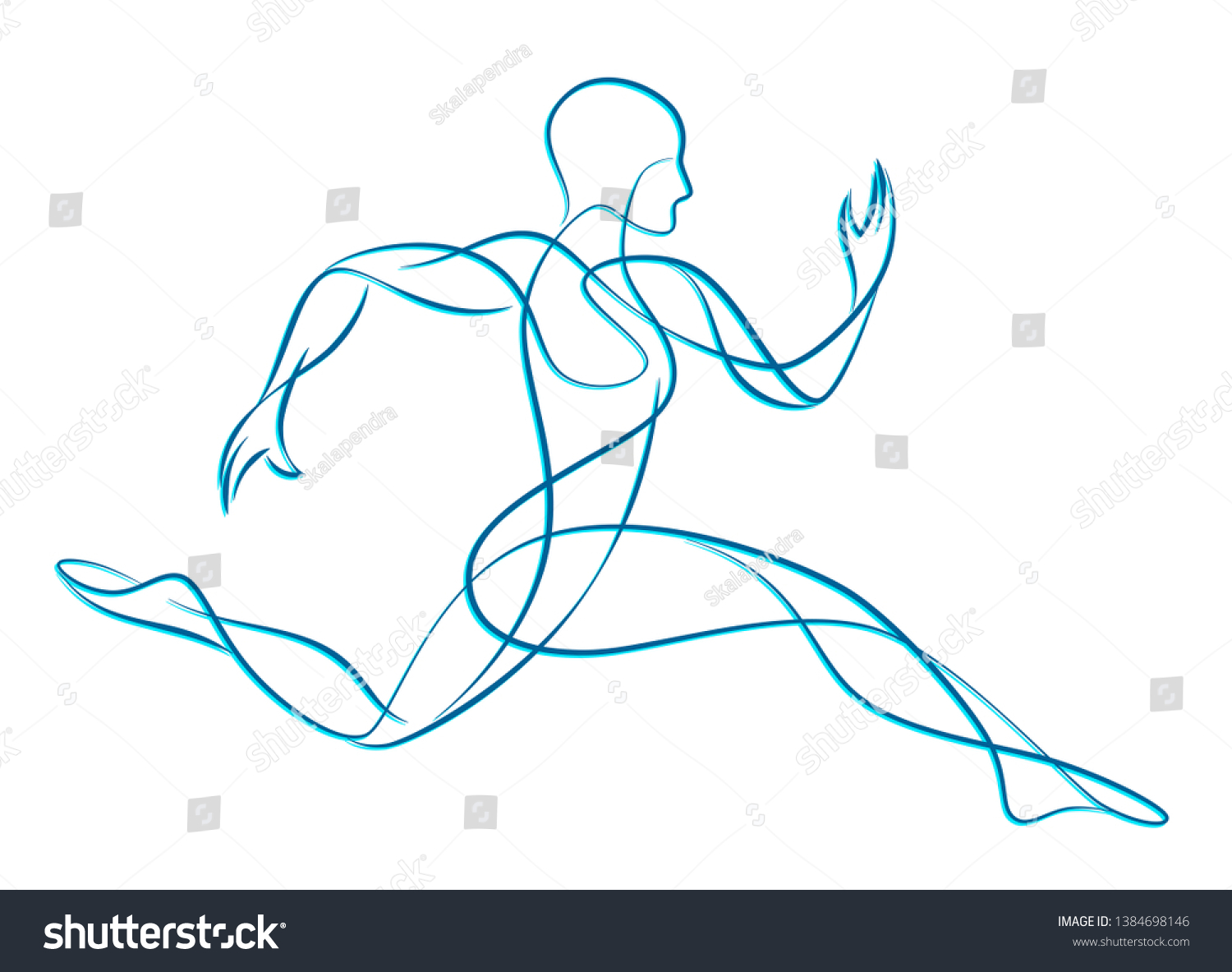 Stylized Runner On White Background Stock Vector (Royalty Free) 1384698146