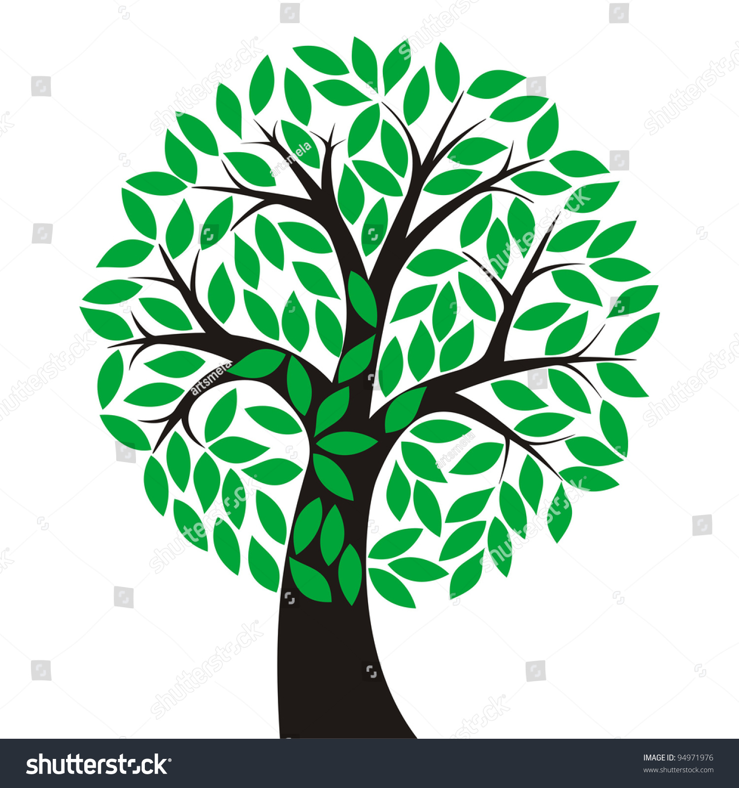 Stylized Spring Tree Bright Leaves: vector de stock (libre de regalías) 94971976