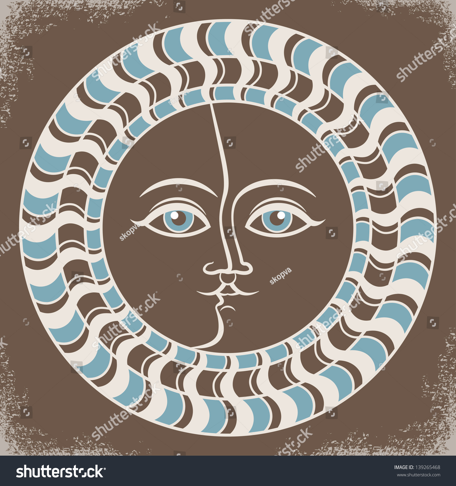 Stylized Sun Human Face Vector Illustration Stock Vector (Royalty Free ...
