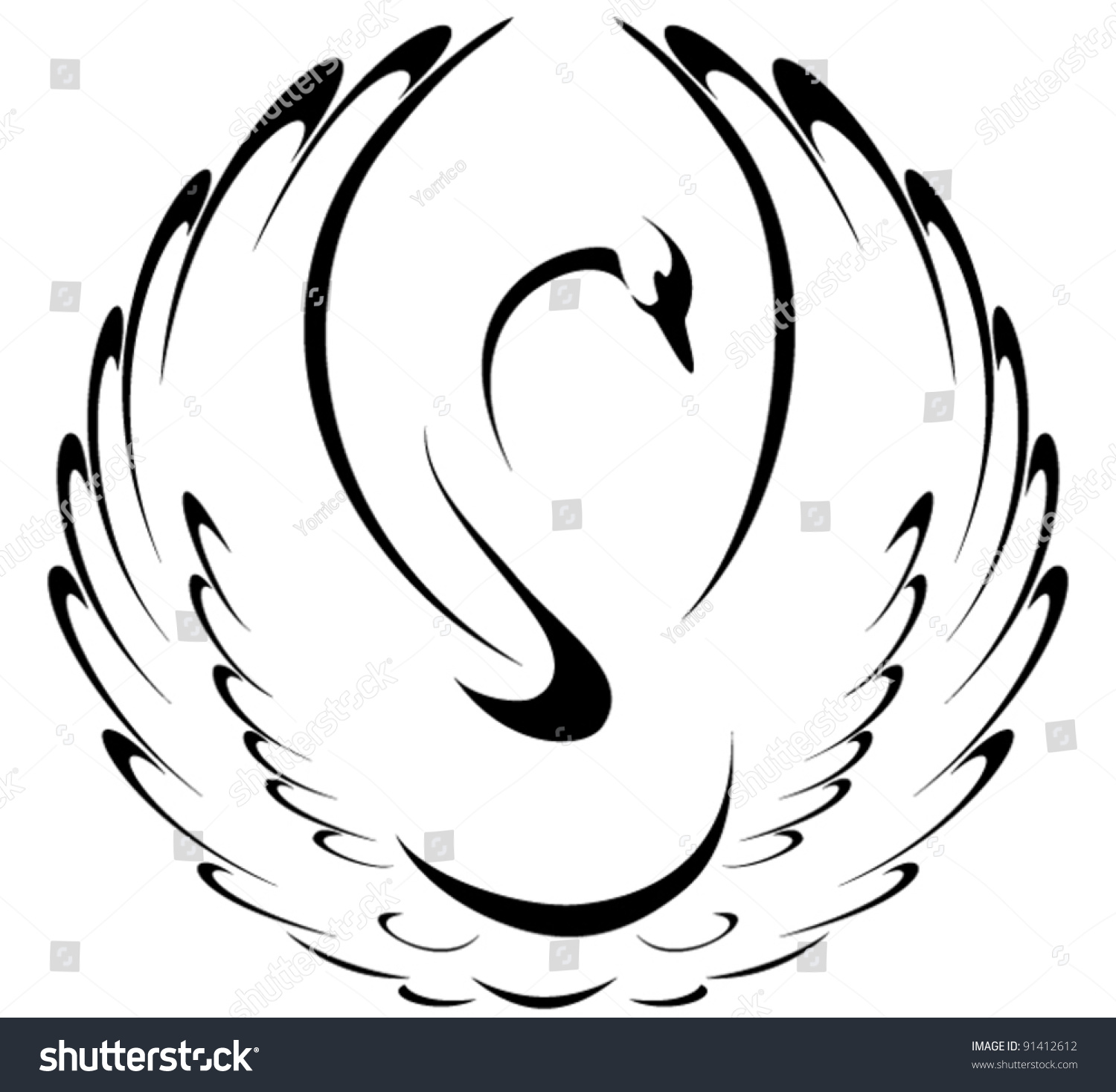 Stylized Swan Stock Vector (Royalty Free) 91412612