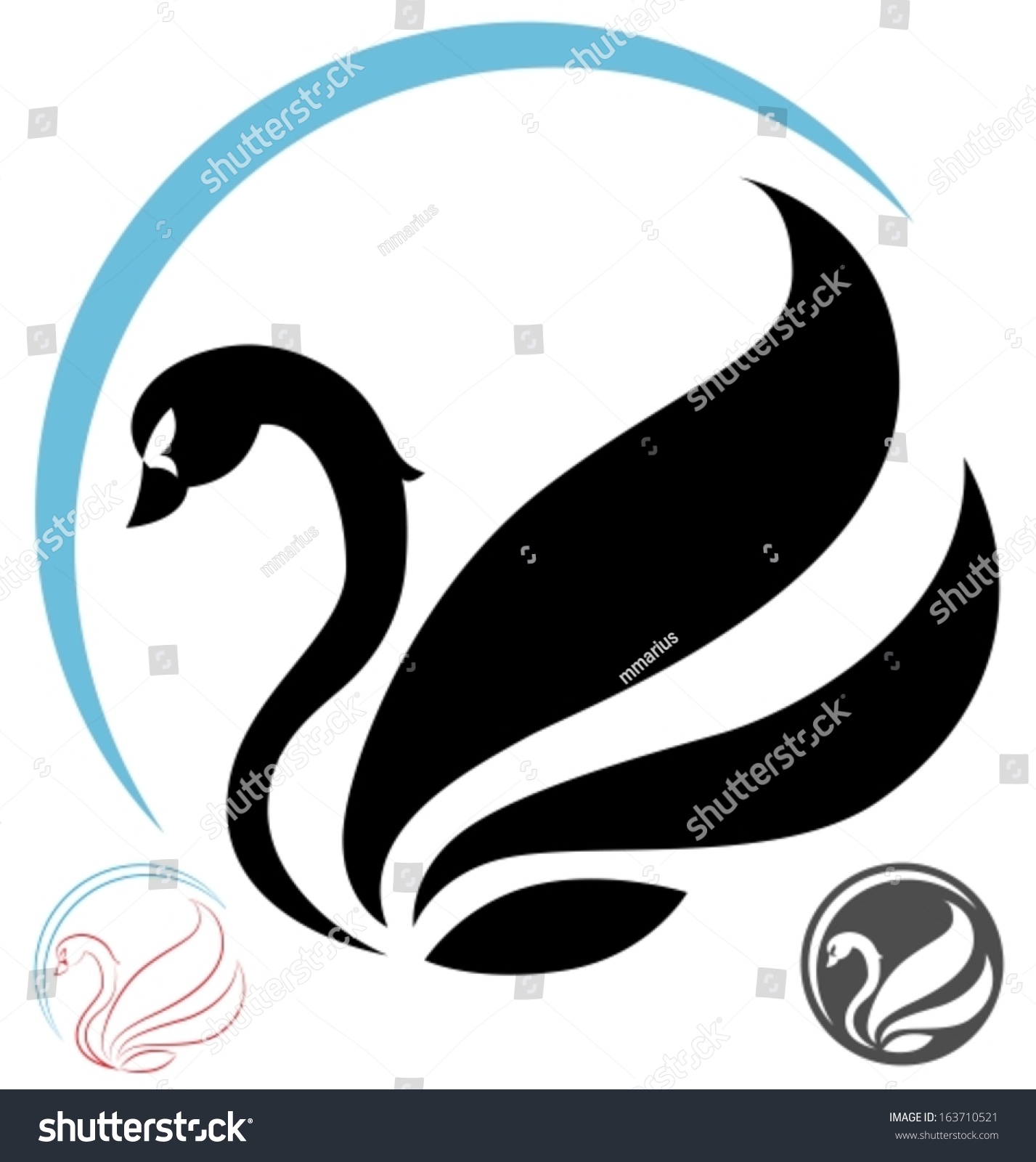 Stylized Swan Side View Vector Illustration : image vectorielle de ...