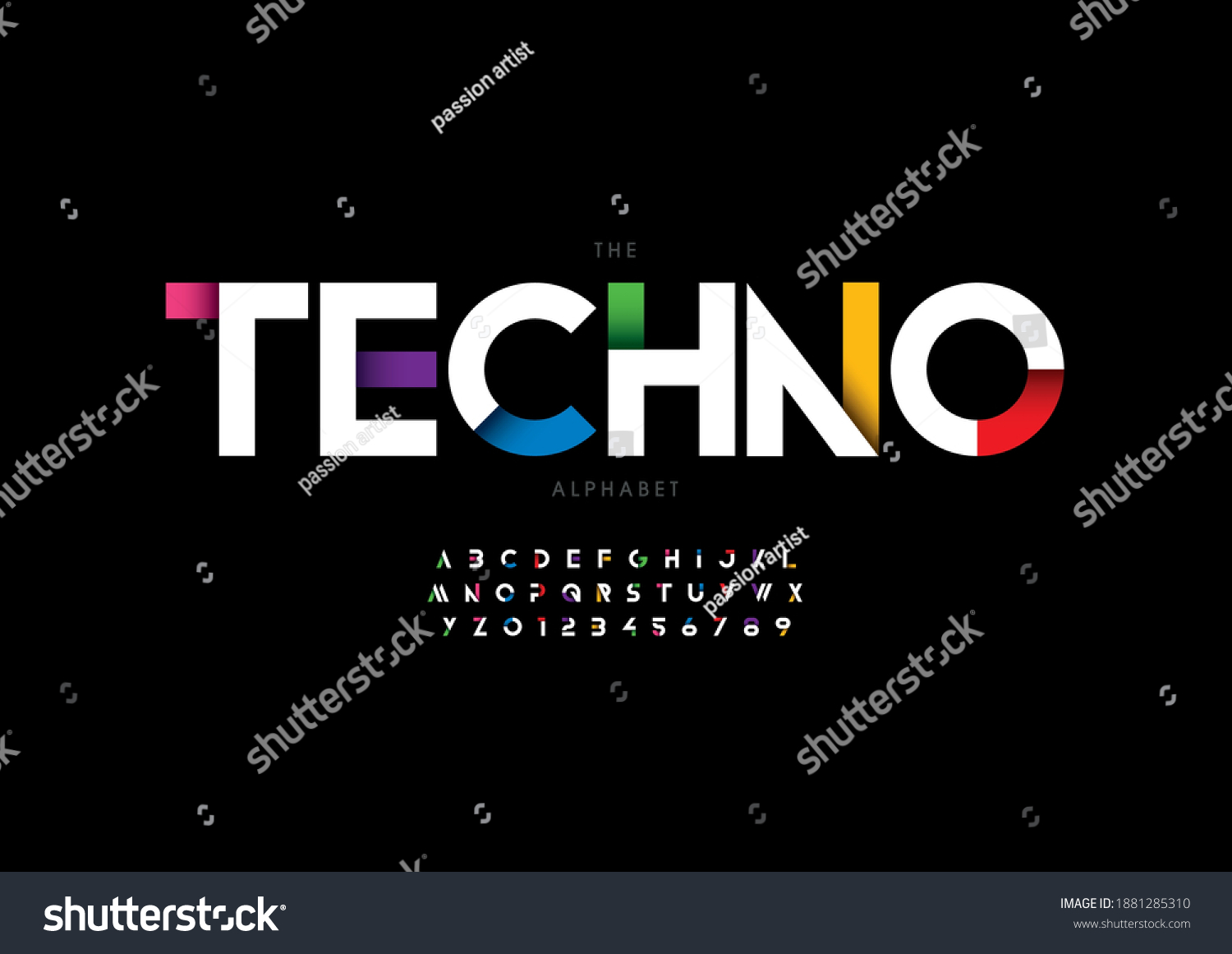 Stylized Techno Alphabet Font Vector Stock Vector (Royalty Free ...