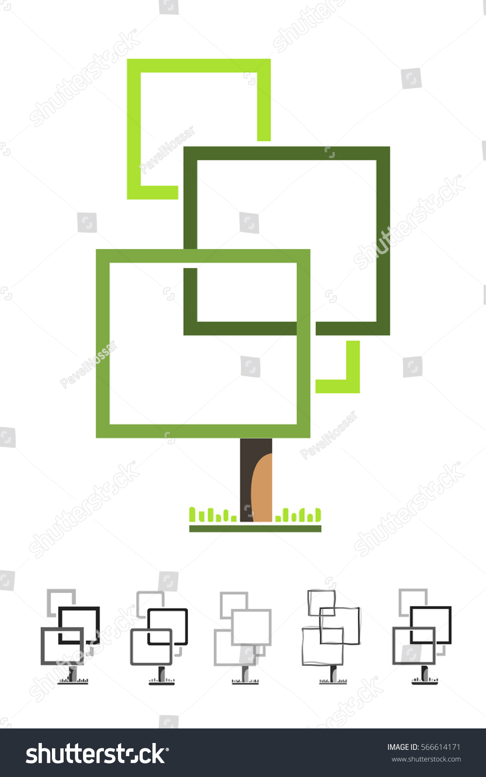 Stylized Tree Illustration Graphics Design Elements Stock Vector ...