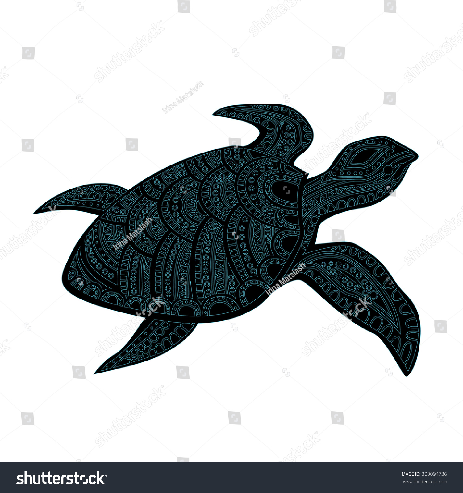 Stylized Turtle Hand Drawn Doodle Vector: vector de stock (libre de ...