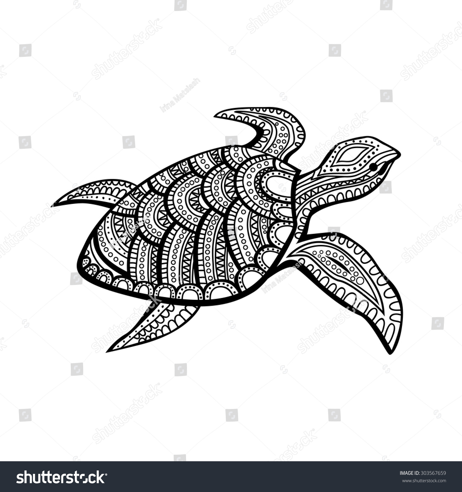 Stylized Turtle Hand Drawn Doodle Vector Stock Vector (Royalty Free ...