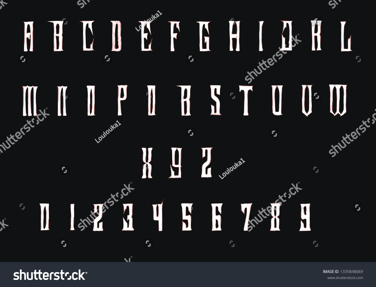 Stylized Typewriter Font Gothic Alphabet: เวกเตอร์สต็อก (ปลอดค่า ...
