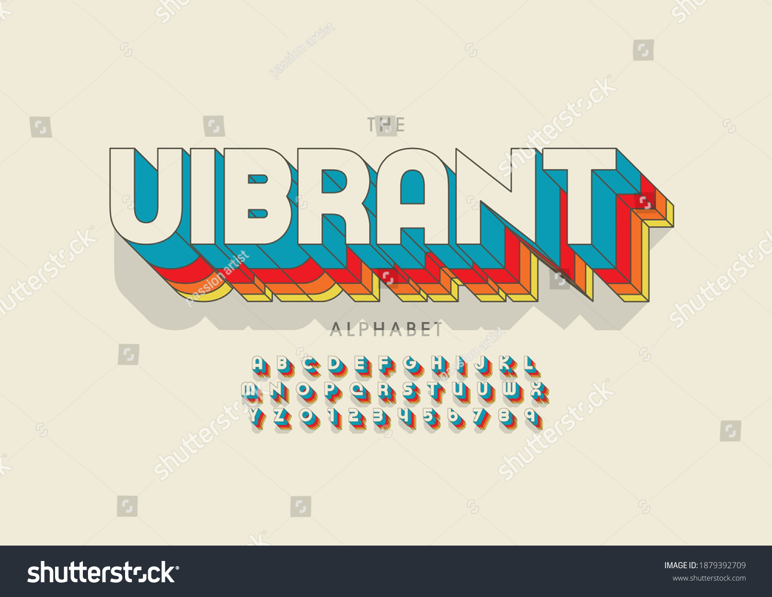 Stylized Vibrant Alphabet Font Vector Stock Vector (Royalty Free ...