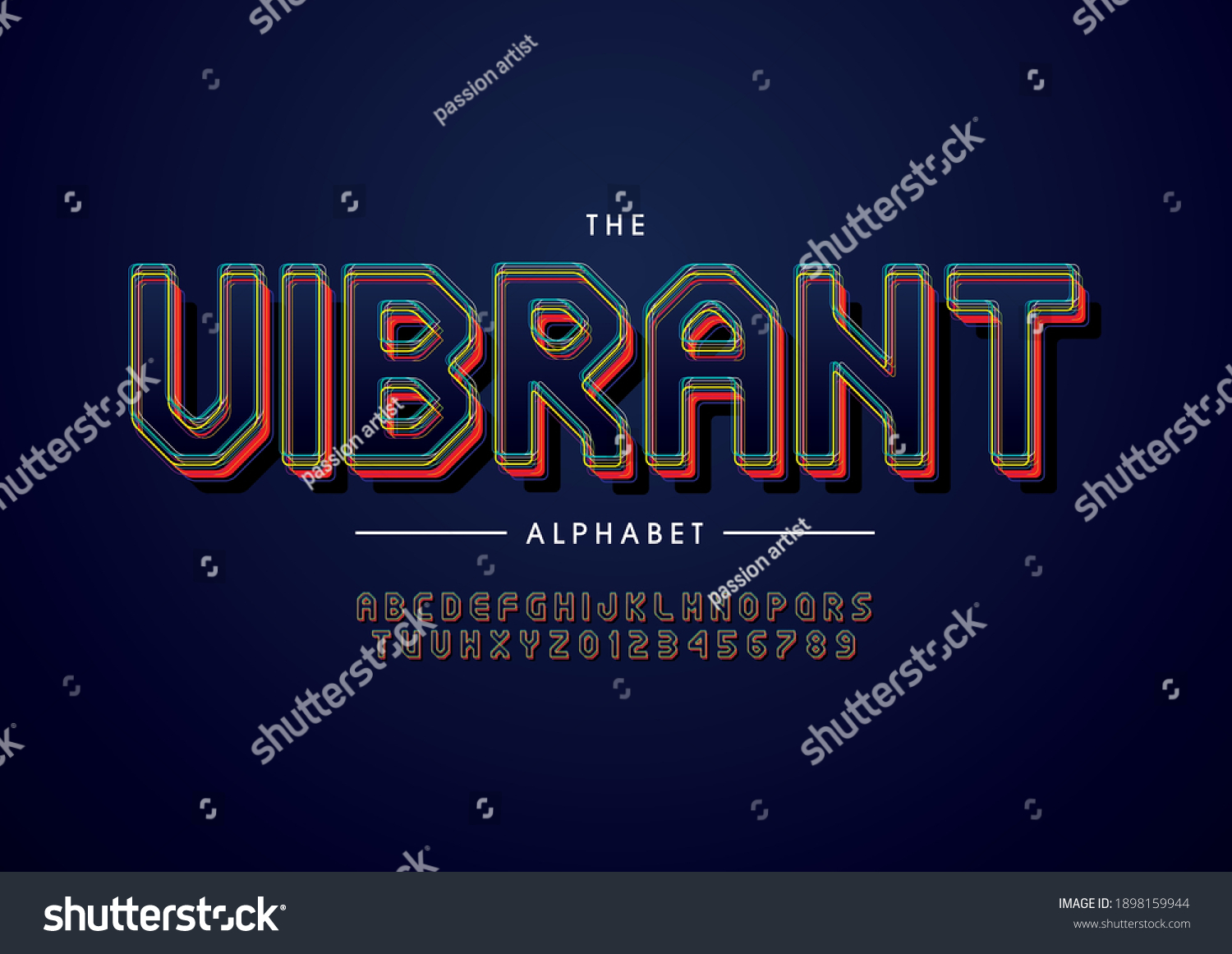 Stylized Vibrant Alphabet Font Vector Stock Vector (Royalty Free ...