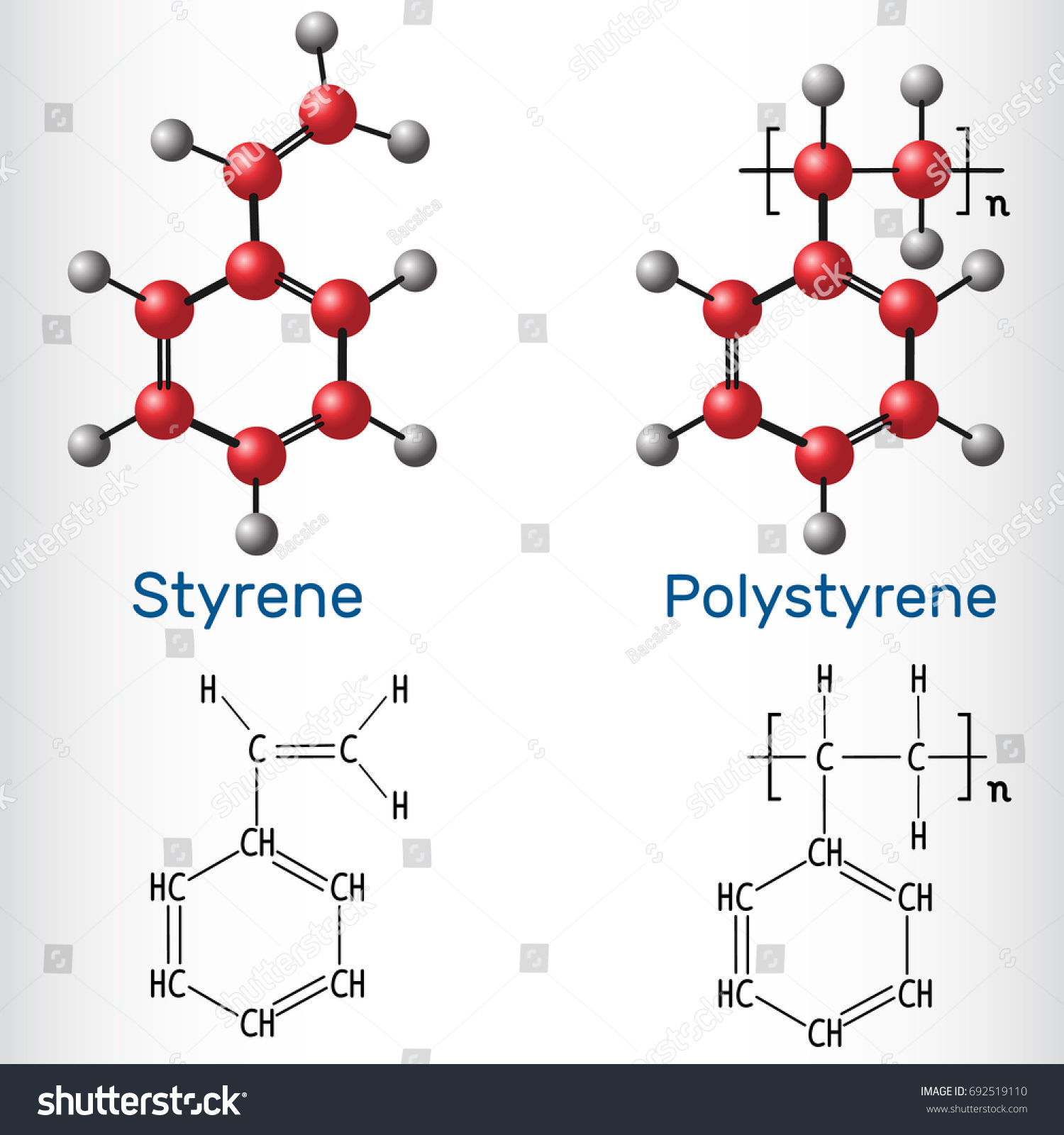 Styrene Polystyrene Ps Polymer Molecule Structural Stock Vector ...