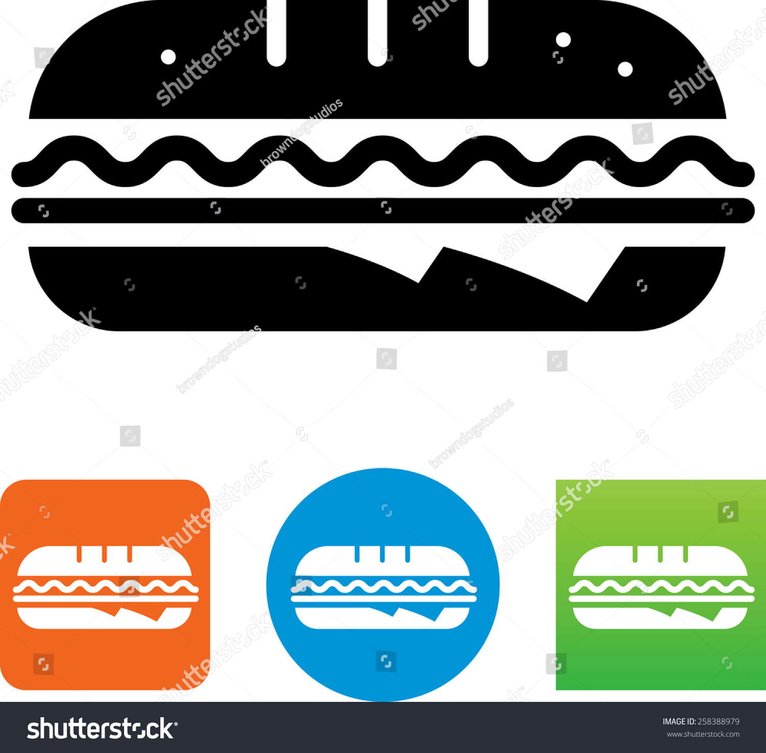 Sub Sandwich Icon Stock Vector (Royalty Free) 258388979 | Shutterstock