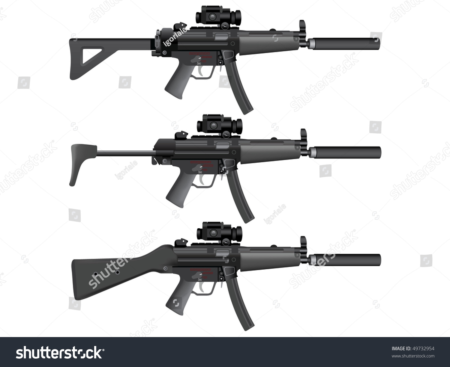 Submachine Gun Heckler Mp5 Stock Vector (Royalty Free) 49732954