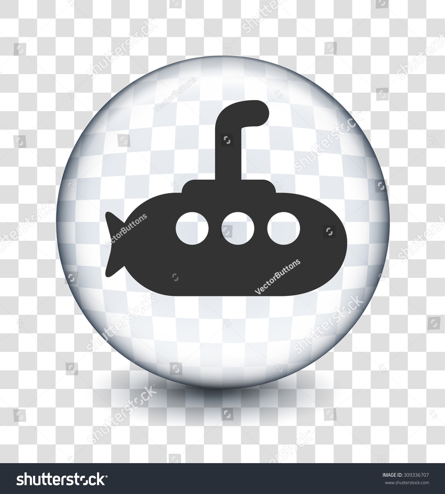 Submarine On Transparent Round Button Stock Vector (Royalty Free ...