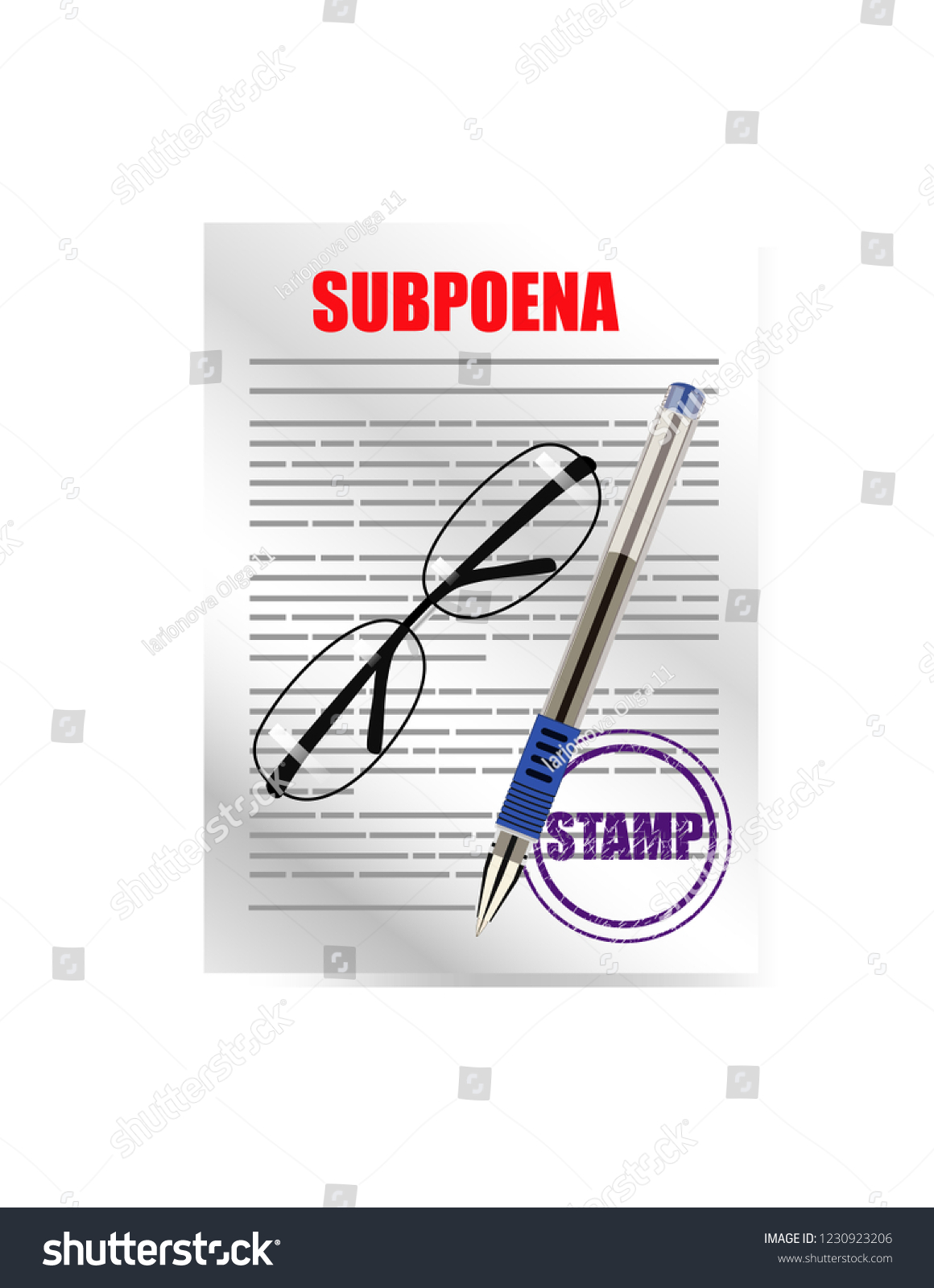 Subpoena On White Background Stock Vector (Royalty Free) 1230923206 ...