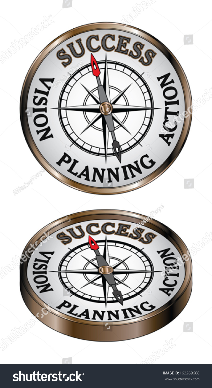Success Compass Illustration Representing Concept Success Stock Vector Royalty Free 163269668