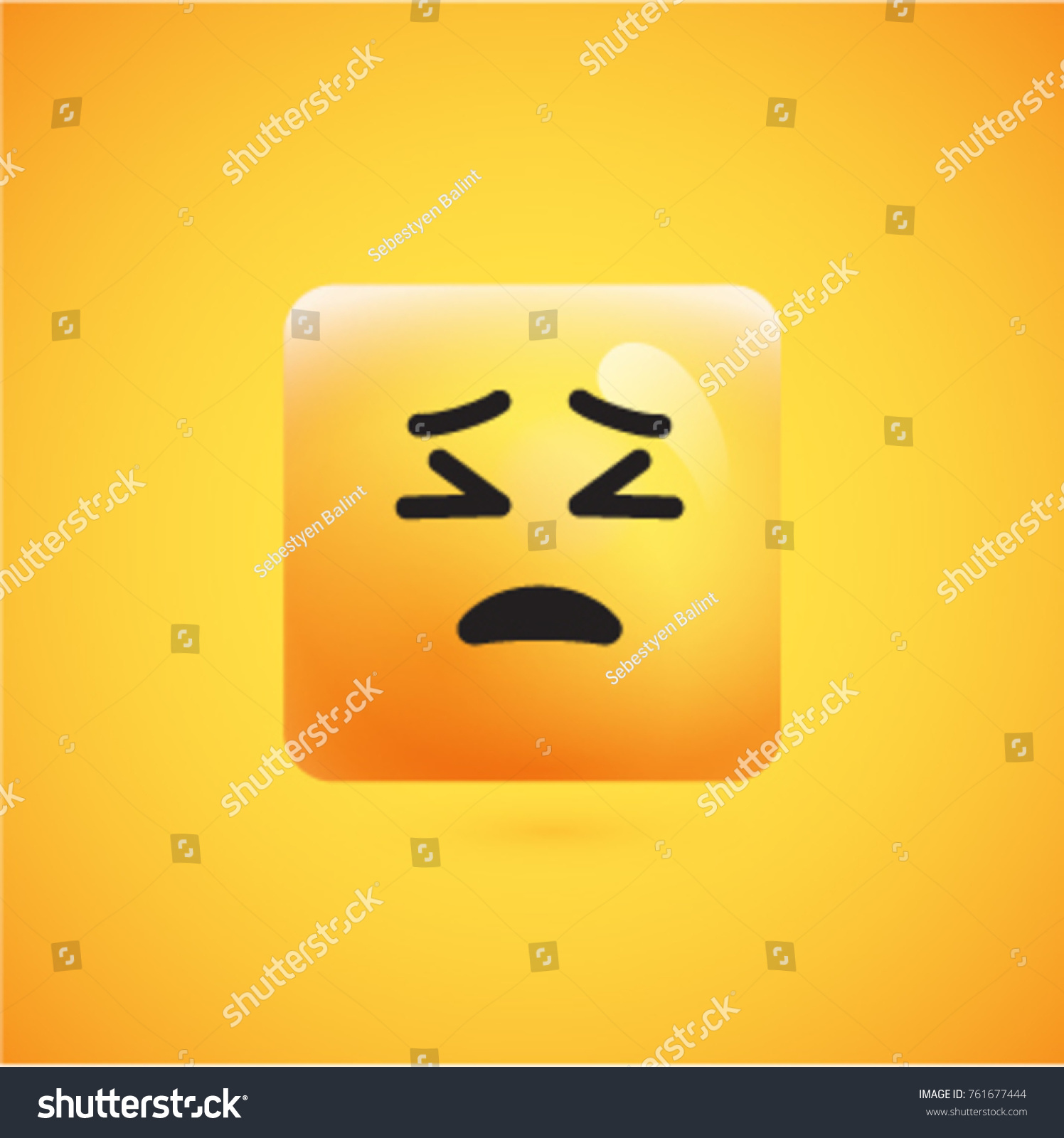 Suffering Yellow Squared Emoticon Vector Illustration Stock Vector ...