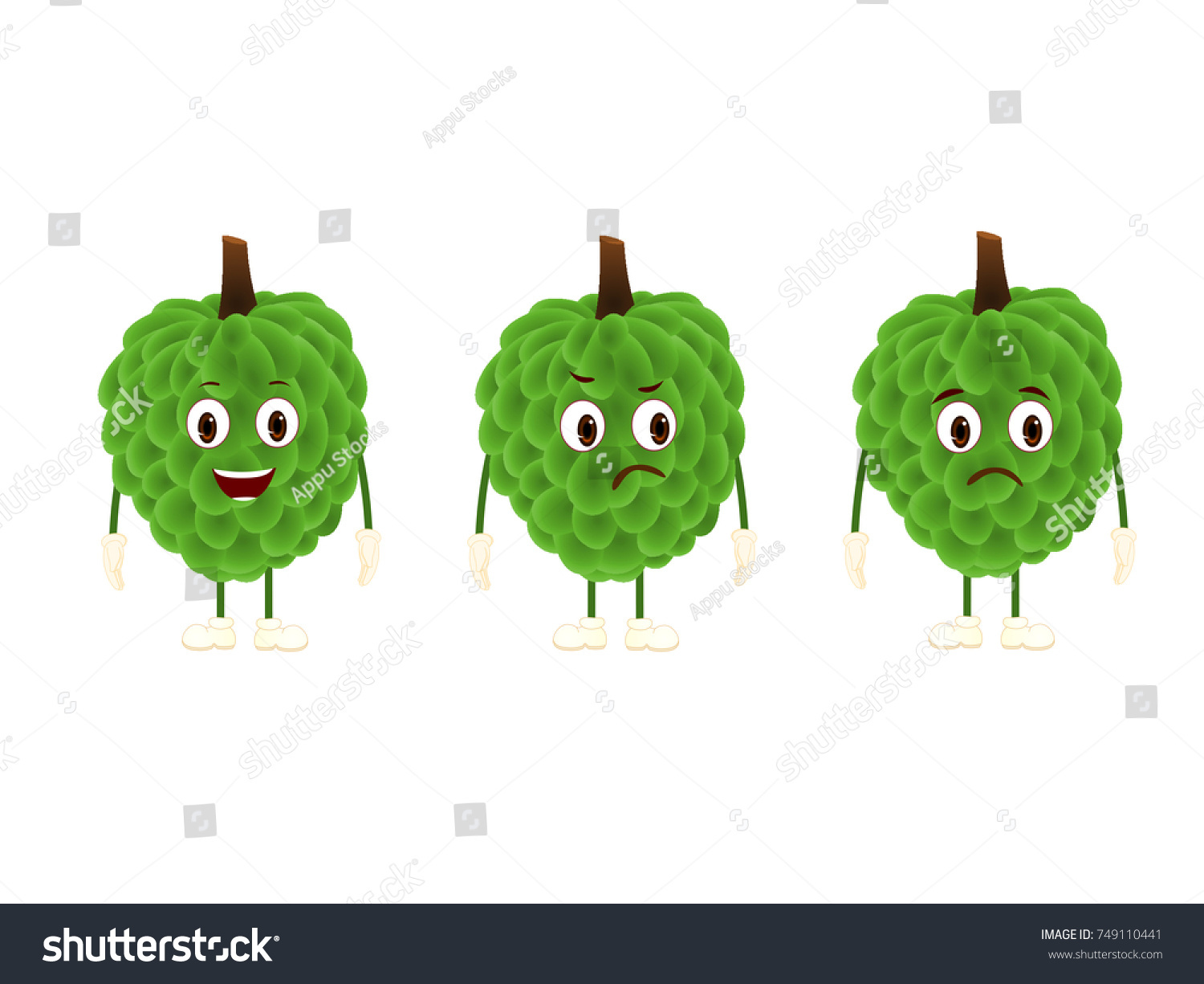 Sugar Apple Custard Apples Cartoon Vector Stock Vector (Royalty Free ...