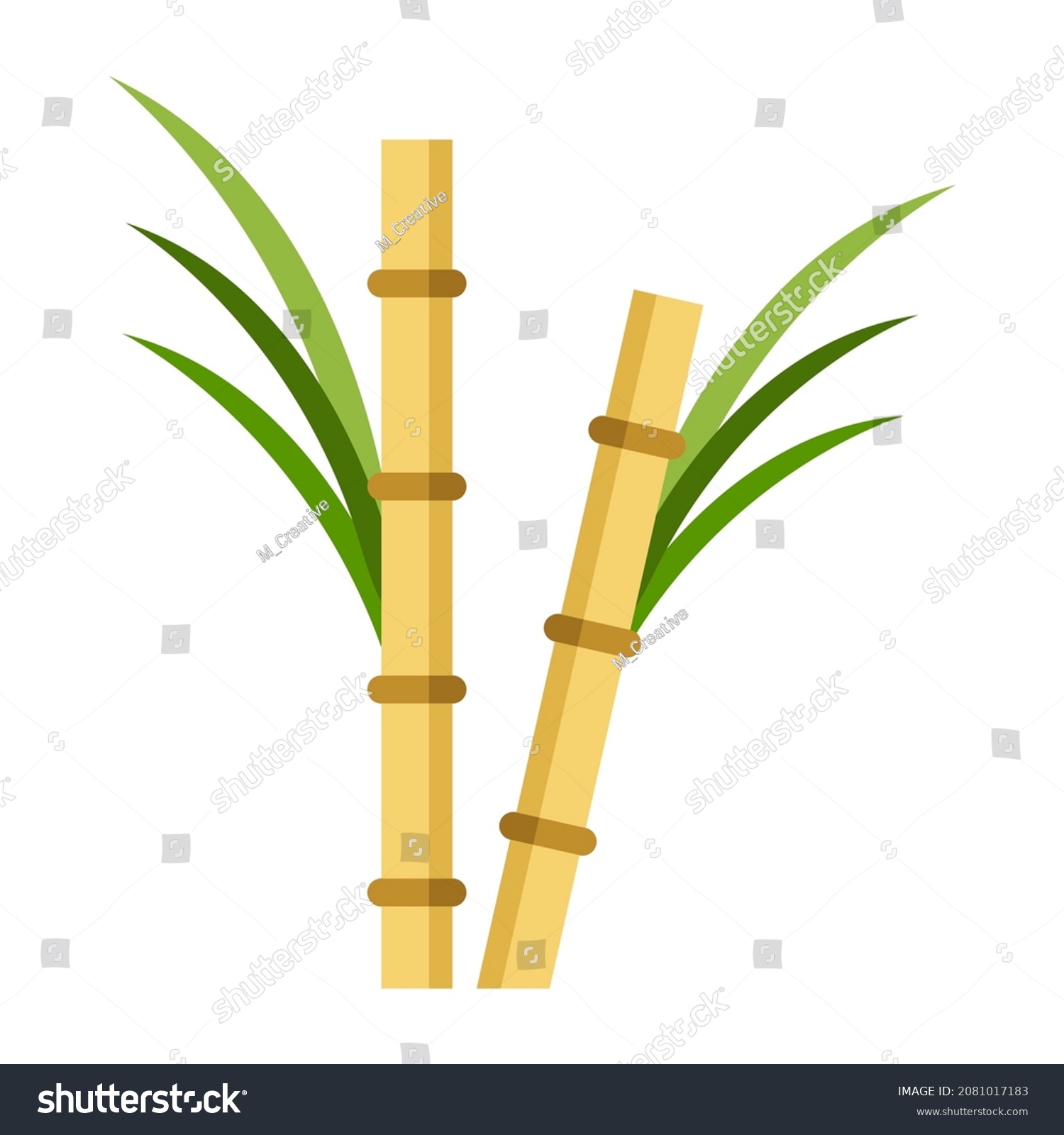 Sugar Cane Flat Clipart Vector Illustration Stok Vektör (Telifsiz ...